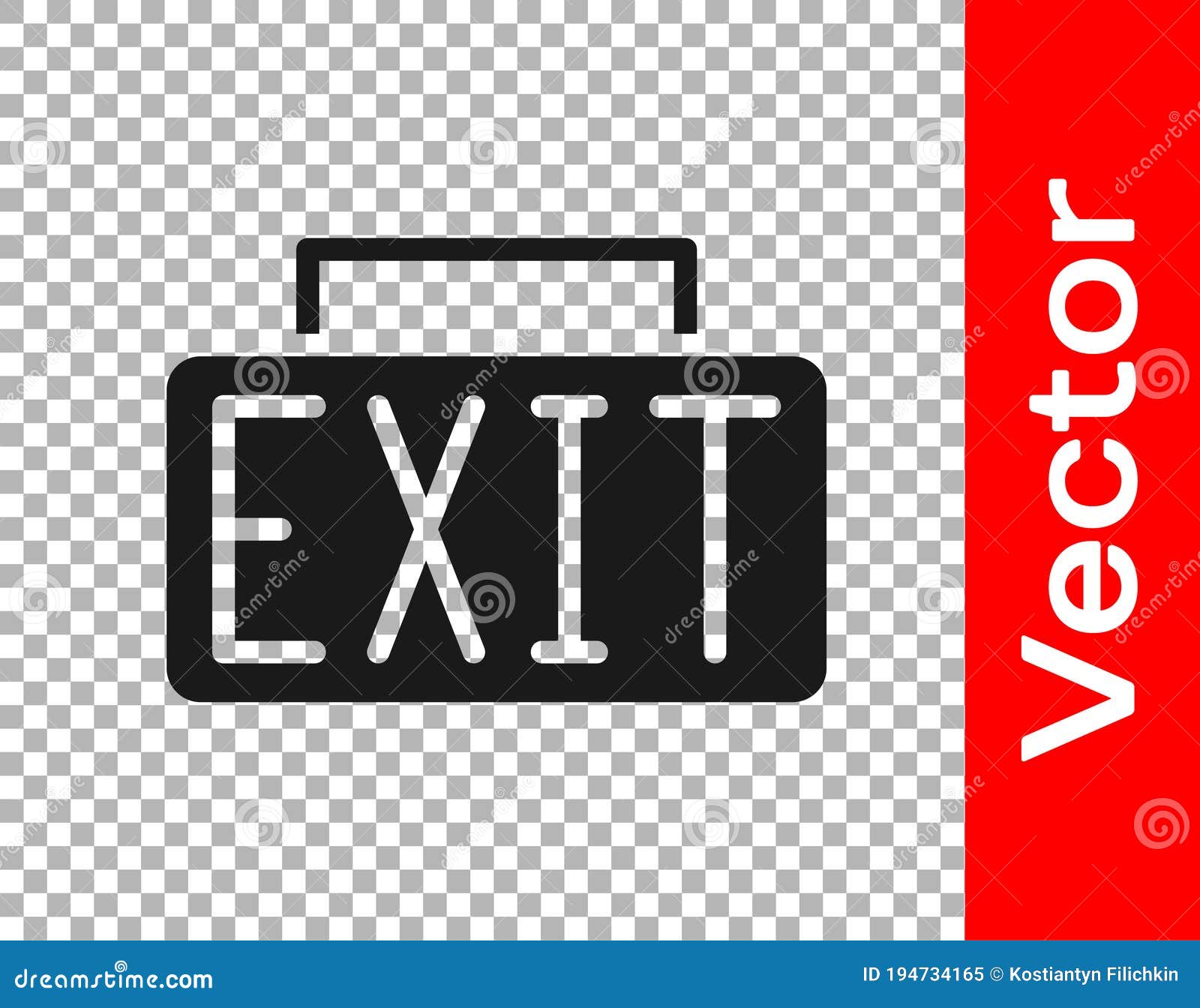 Black Exit Icon Isolated On Transparent Background. Fire Emergency Icon ...