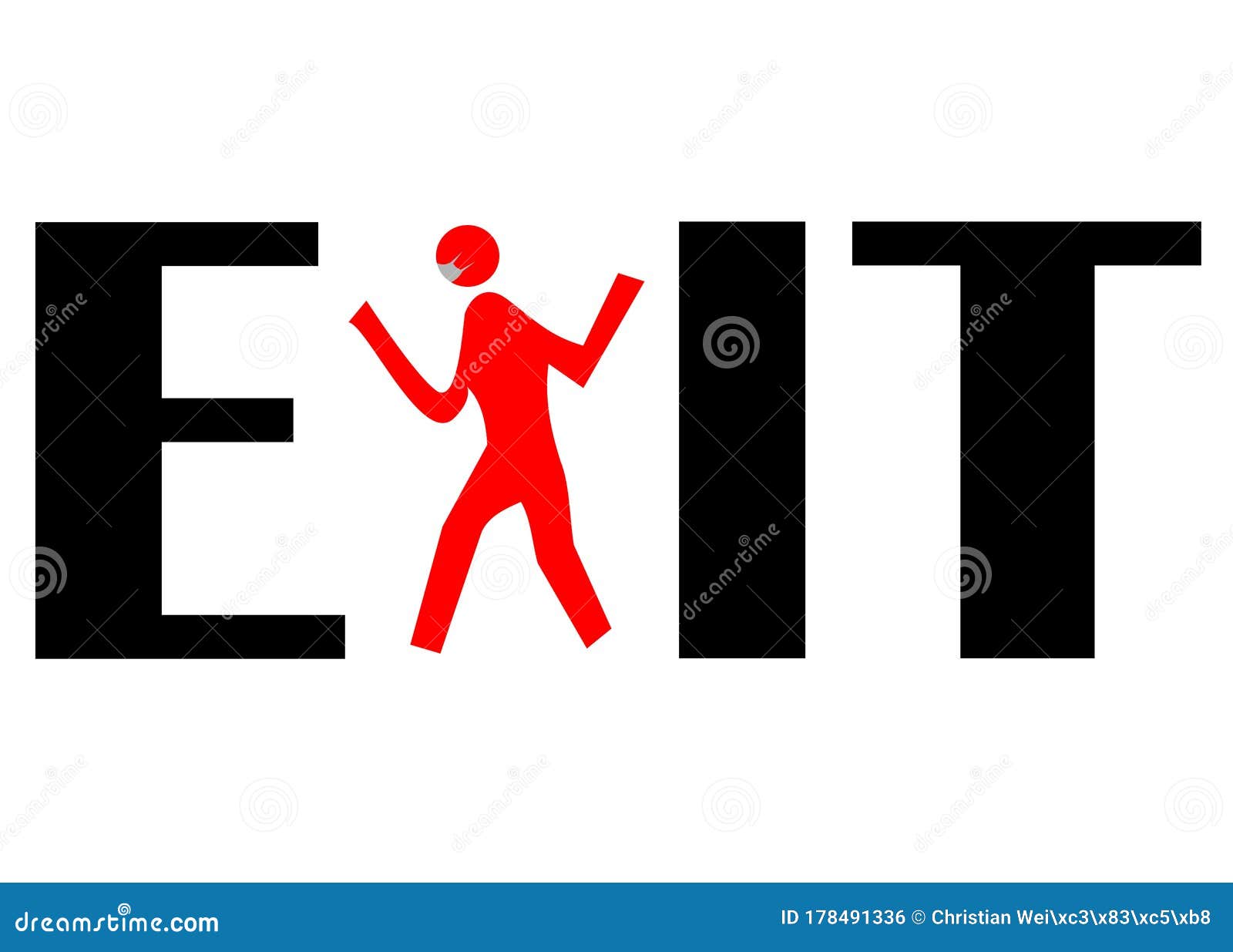 Black Exit Sign with a Red Person with a Mask Stock Vector ...