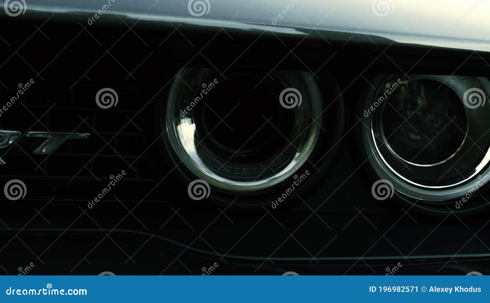 Black Expensive Musclecar Close Up Front View Stock Image - Image of ...