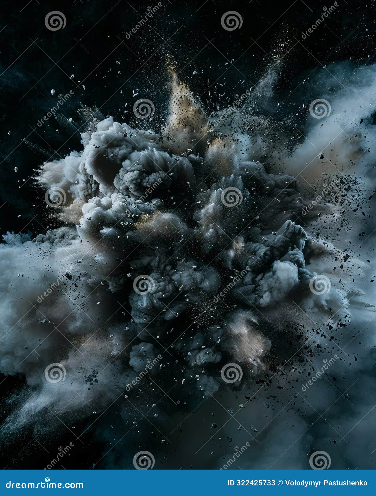 A Black Explosion with Smoke and Dust Stock Image - Image of powder ...