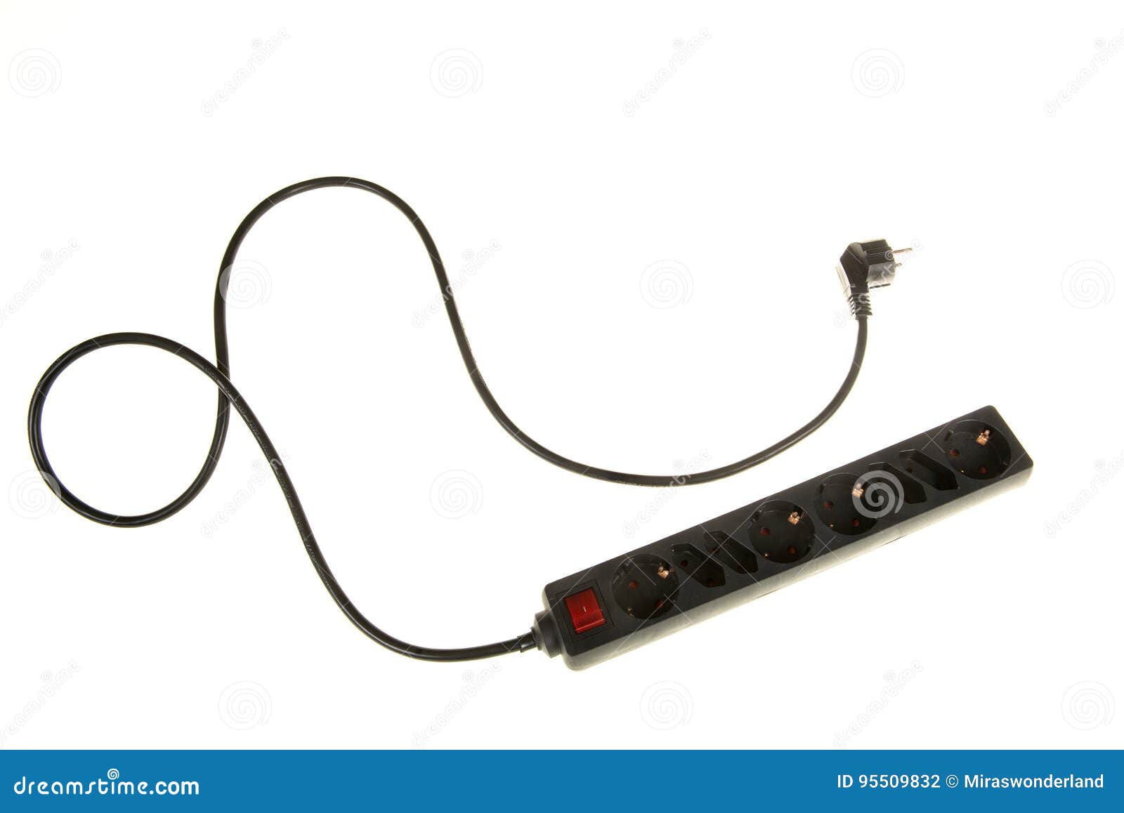 Black Extension Cord with Plug Stock Photo - Image of multiple, white ...