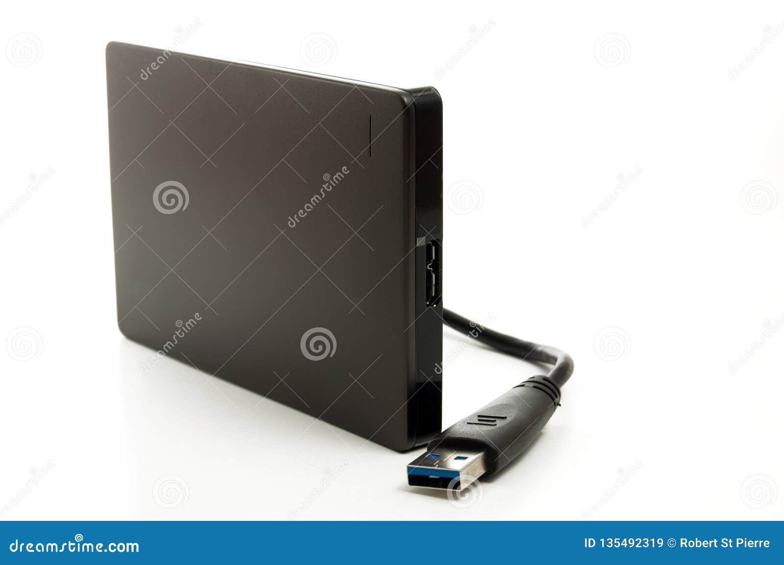 Black External Hard Drive for Computer Isolated on White Stock Image ...