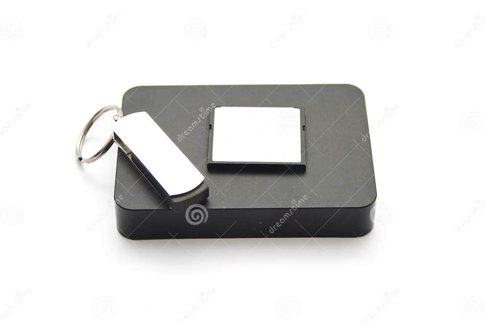 Black External Hard Drive Disk with Card Medium Stock Image - Image of ...