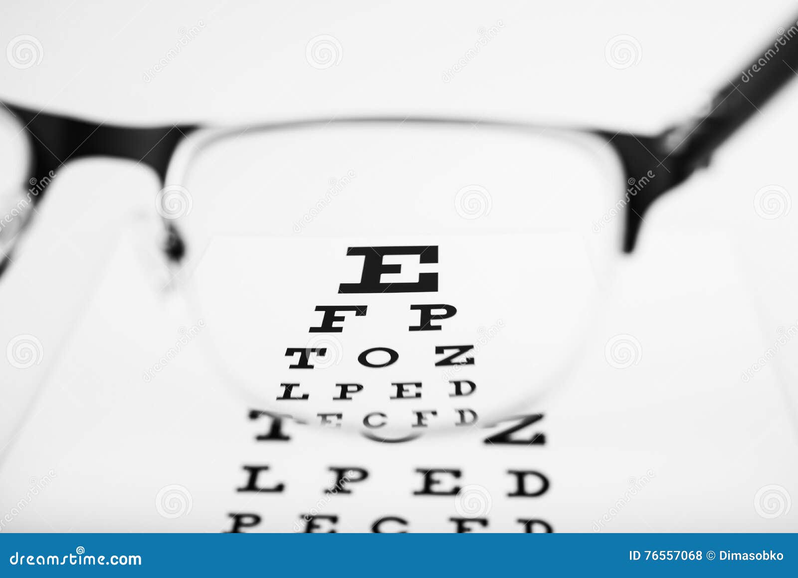 Black Eye Glasses and Focus Exam Test Stock Photo - Image of check ...