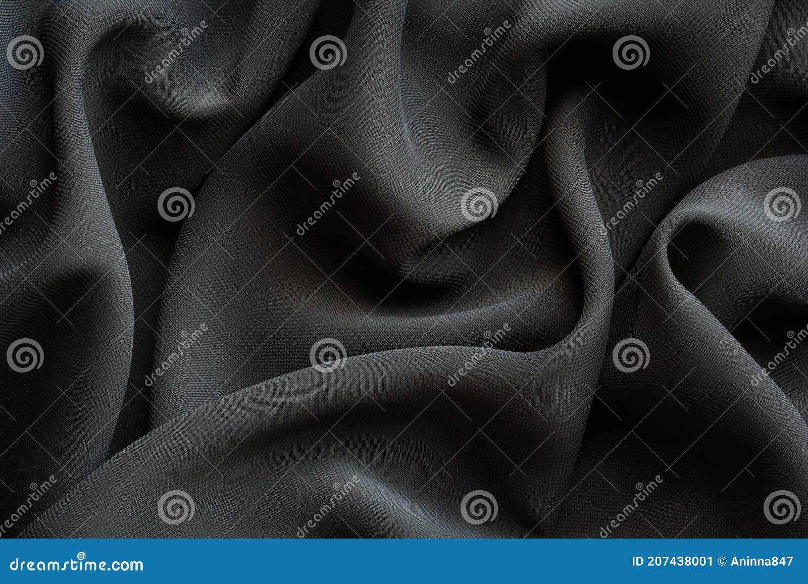 Black Fabric with Large Folds, Abstract Background Stock Image - Image ...