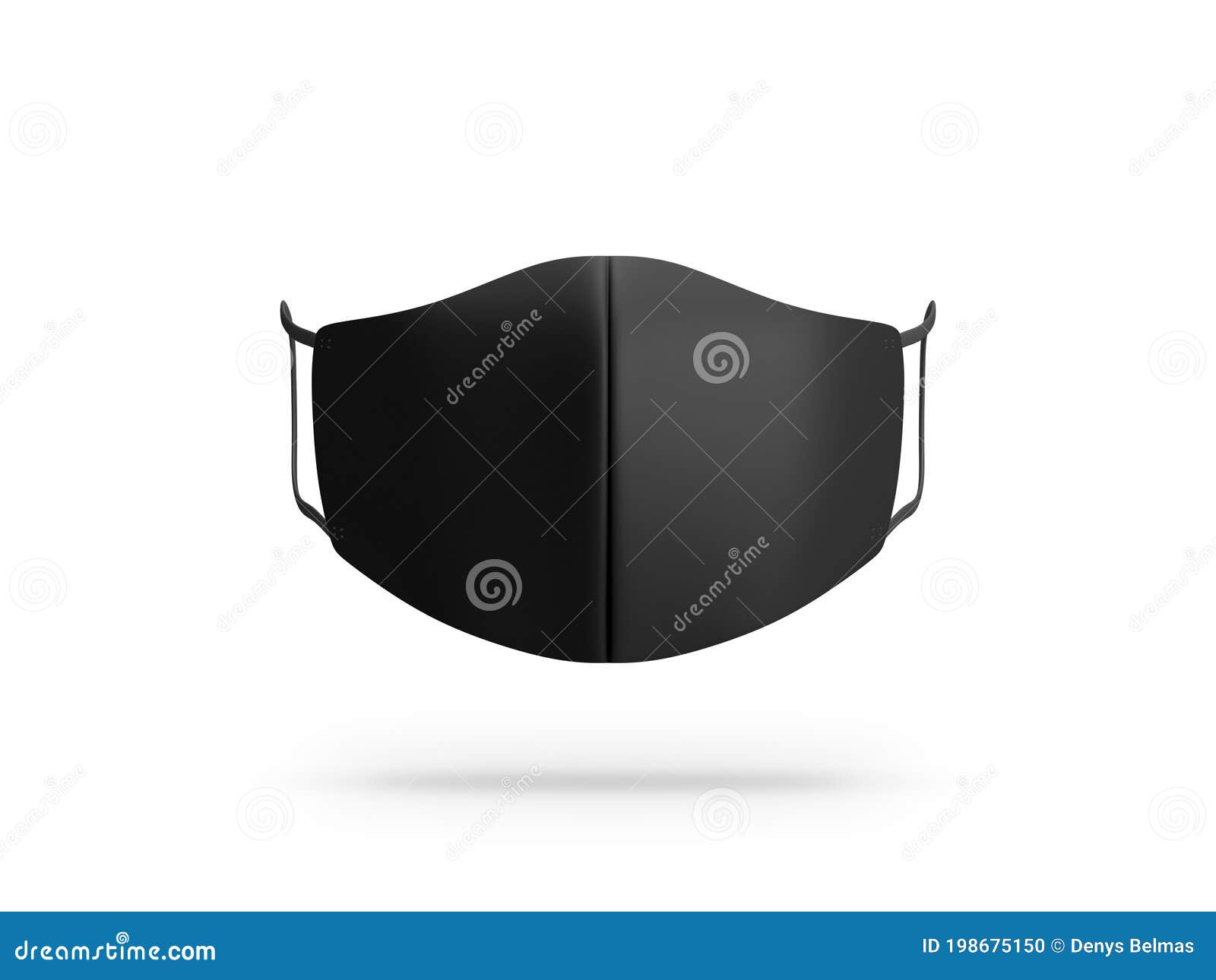 Black Face Mask Mockup Front View Isolated on White Stock Illustration ...