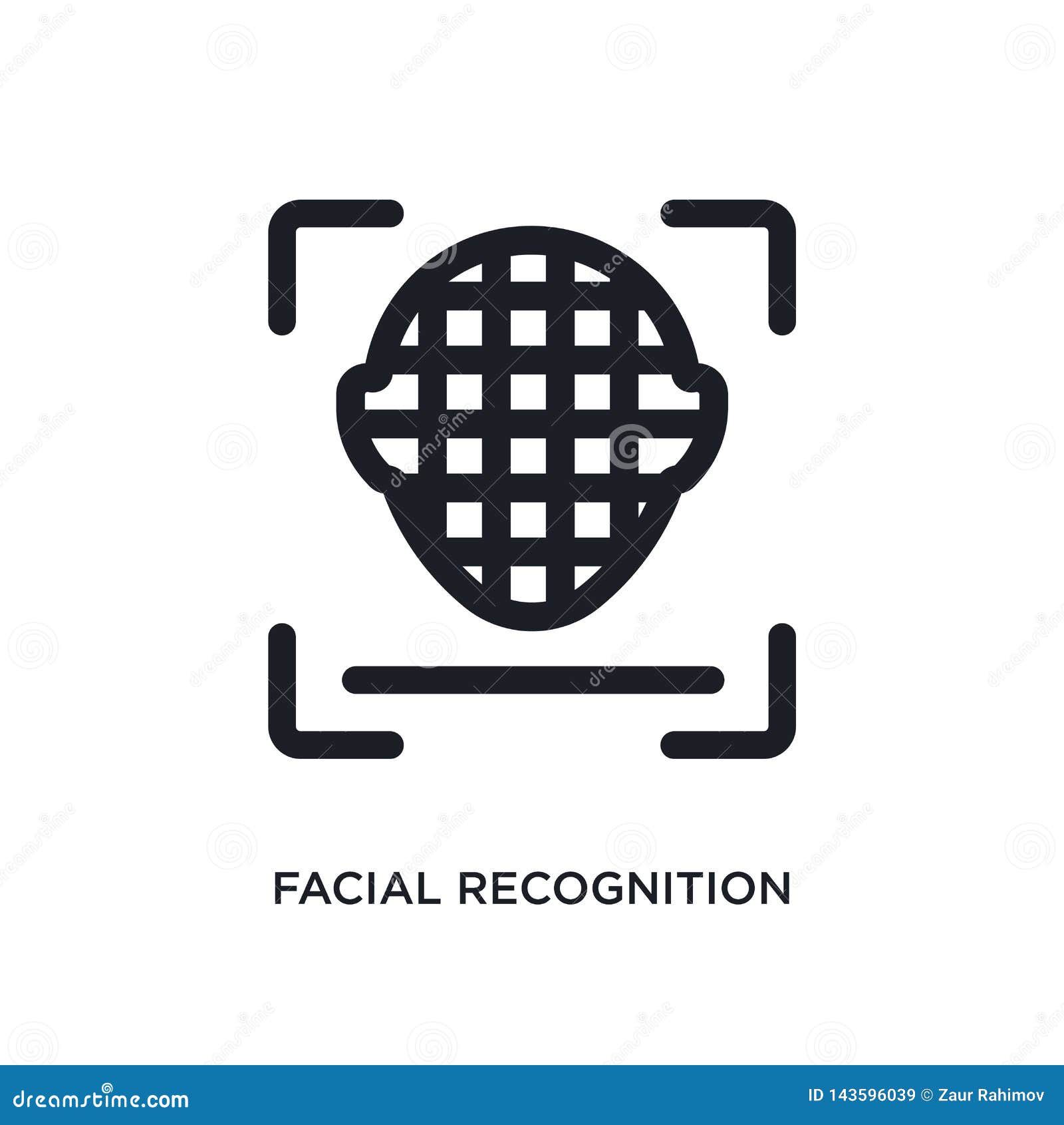 Black Facial Recognition Isolated Vector Icon. Simple Element ...