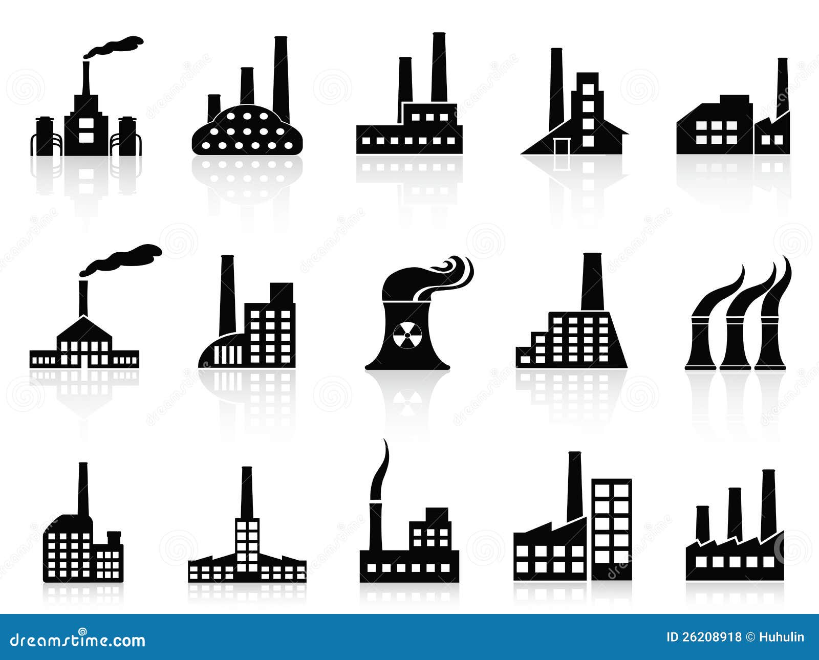 Black factory icons set stock vector. Illustration of outline - 26208918