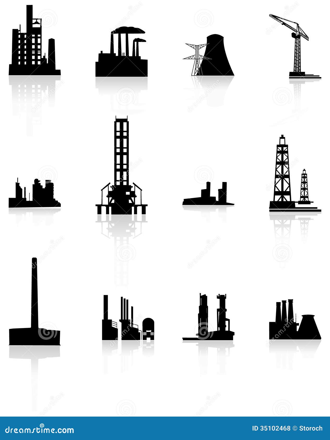 Black factory icons set. stock vector. Illustration of economics - 35102468