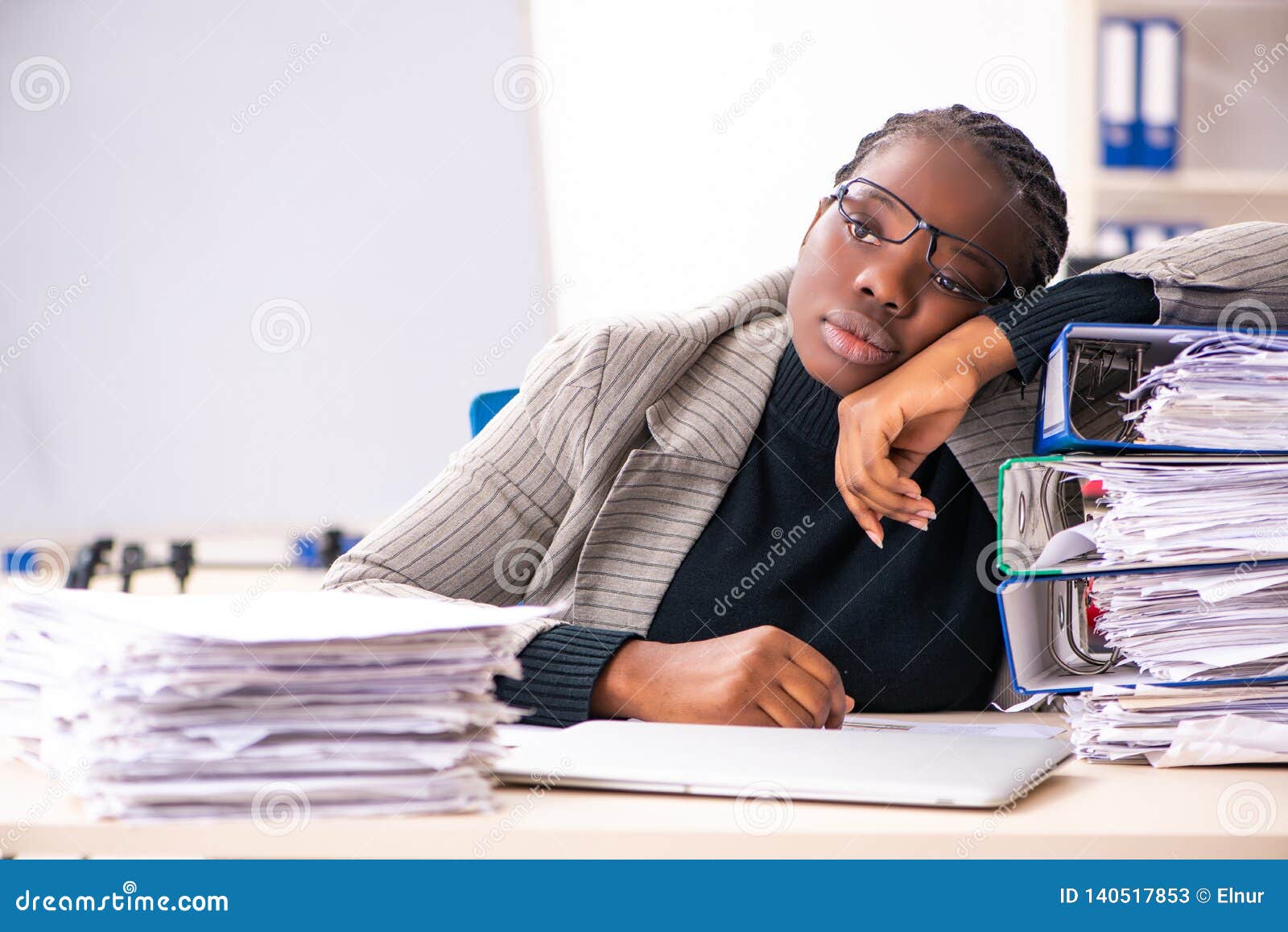 The Black Female Employee Unhappy with Excessive Work Stock Image ...