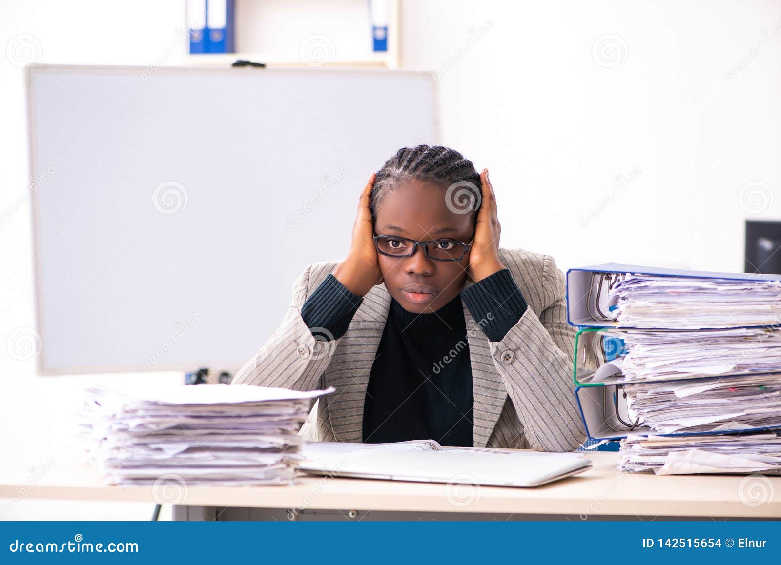 The Black Female Employee Unhappy with Excessive Work Stock Photo ...