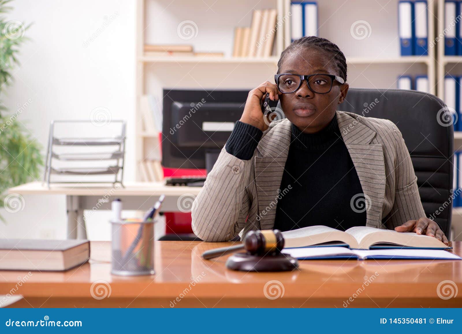 The Black Female Lawyer in Courthouse Stock Image - Image of justice ...