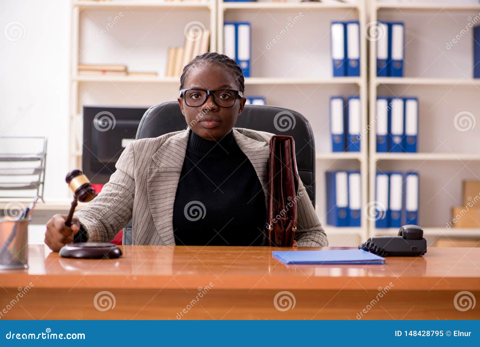 The Black Female Lawyer in Courthouse Stock Image - Image of judgment ...