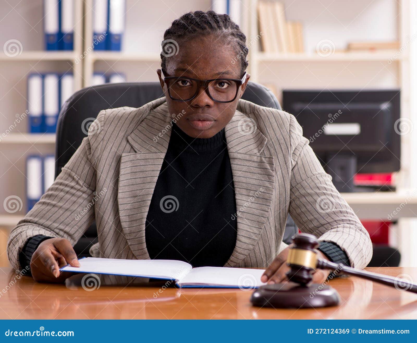 Black Female Lawyer in Courthouse Stock Image - Image of judicial ...