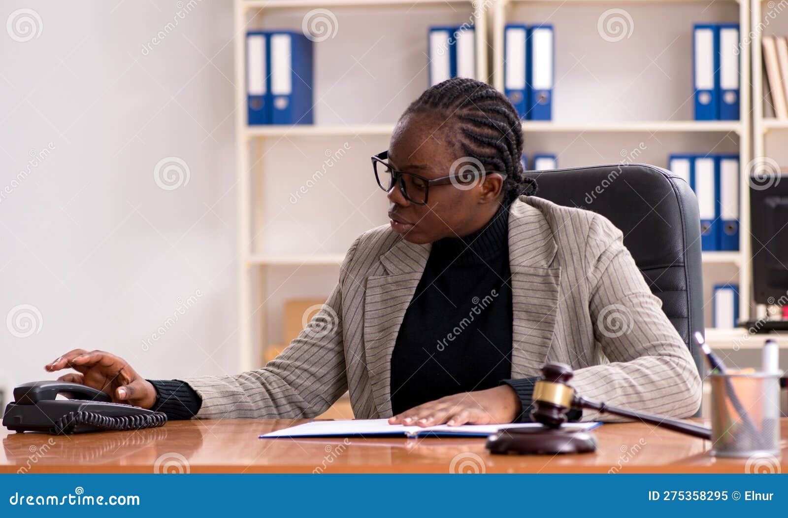 Black Female Lawyer in Courthouse Stock Image - Image of justice ...
