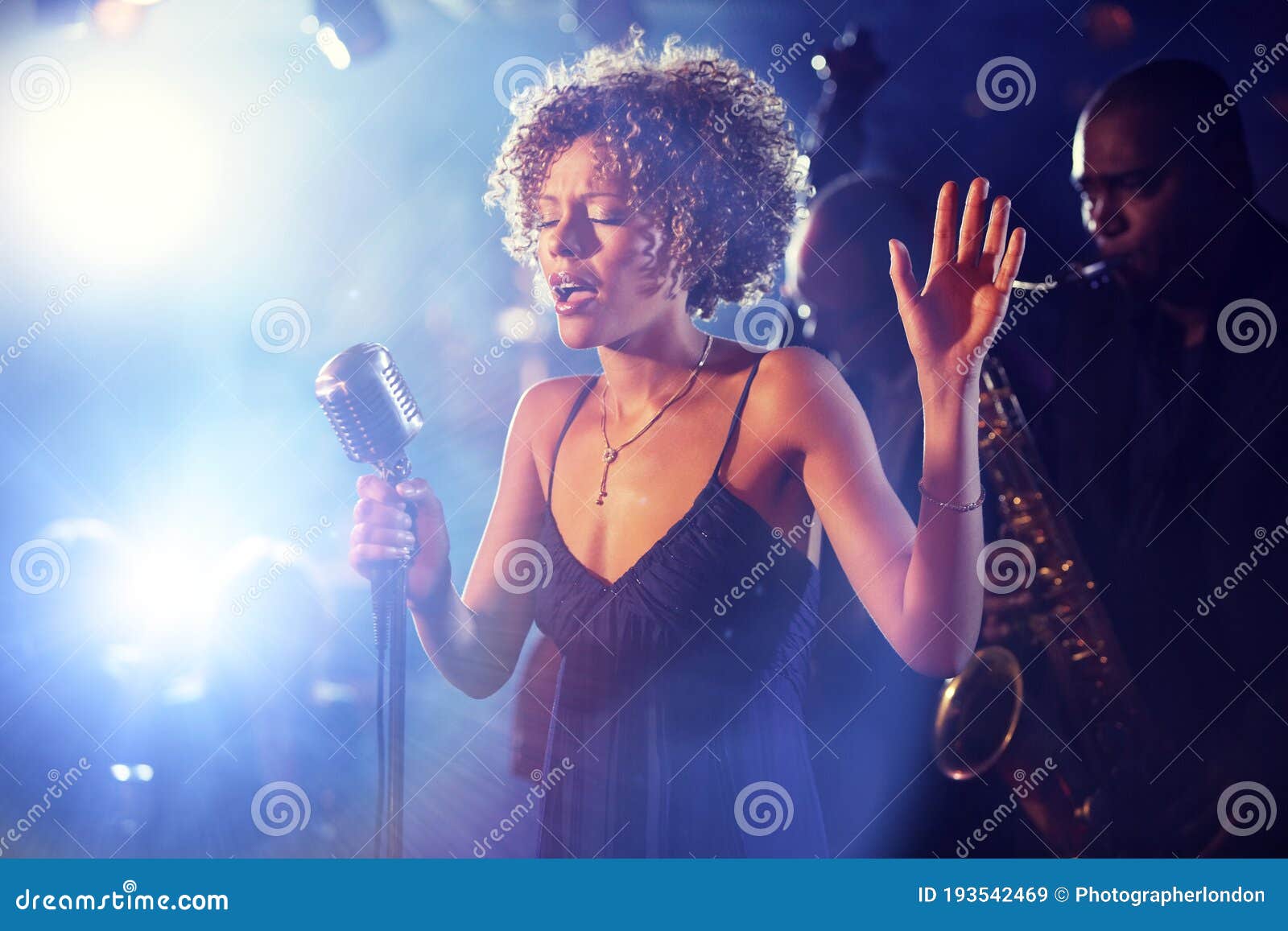 Black Female Singer Performing on Stage Stock Image - Image of glamour ...