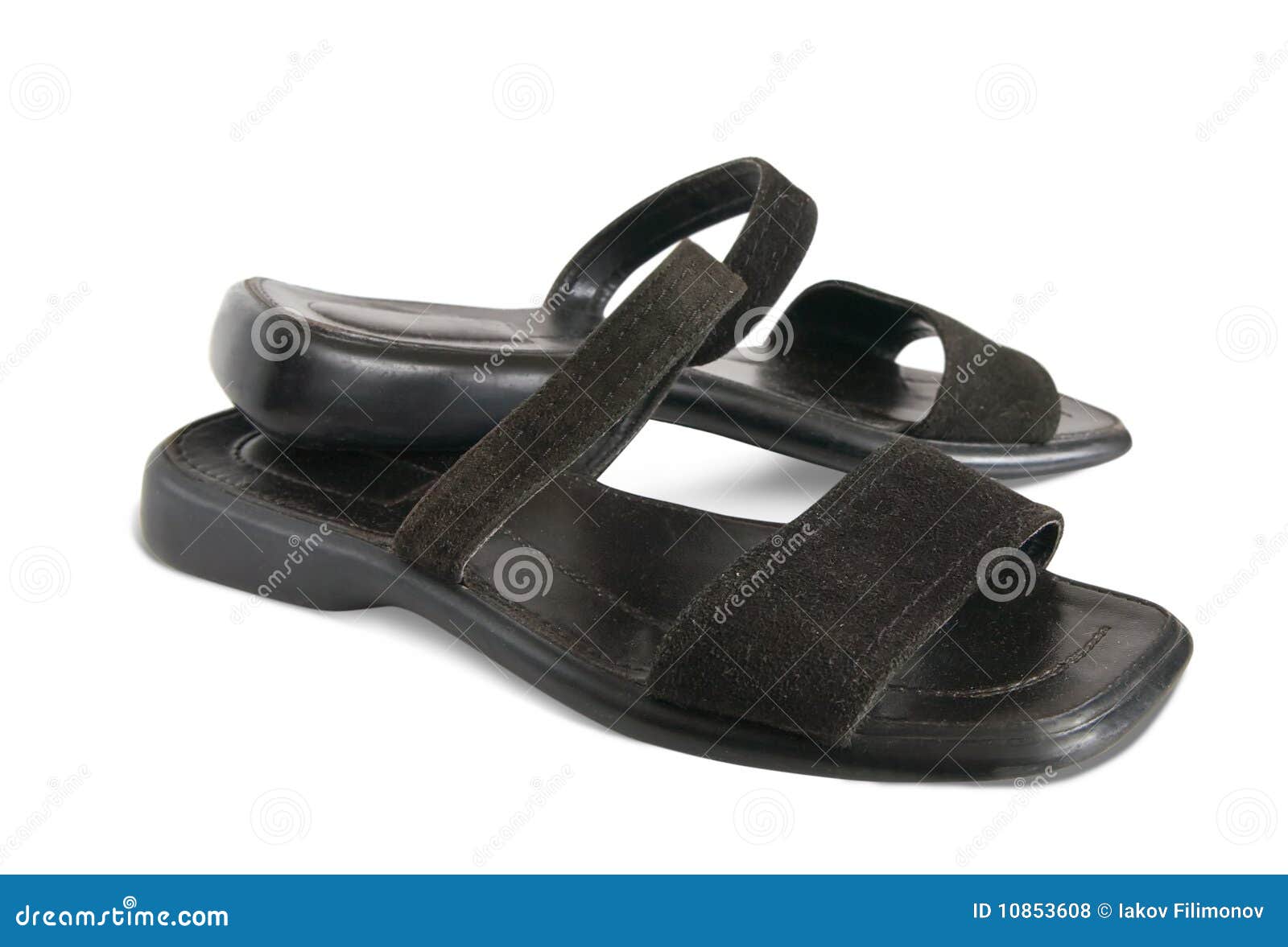 Black Female Slipper Isolated on White Background Stock Photo - Image ...