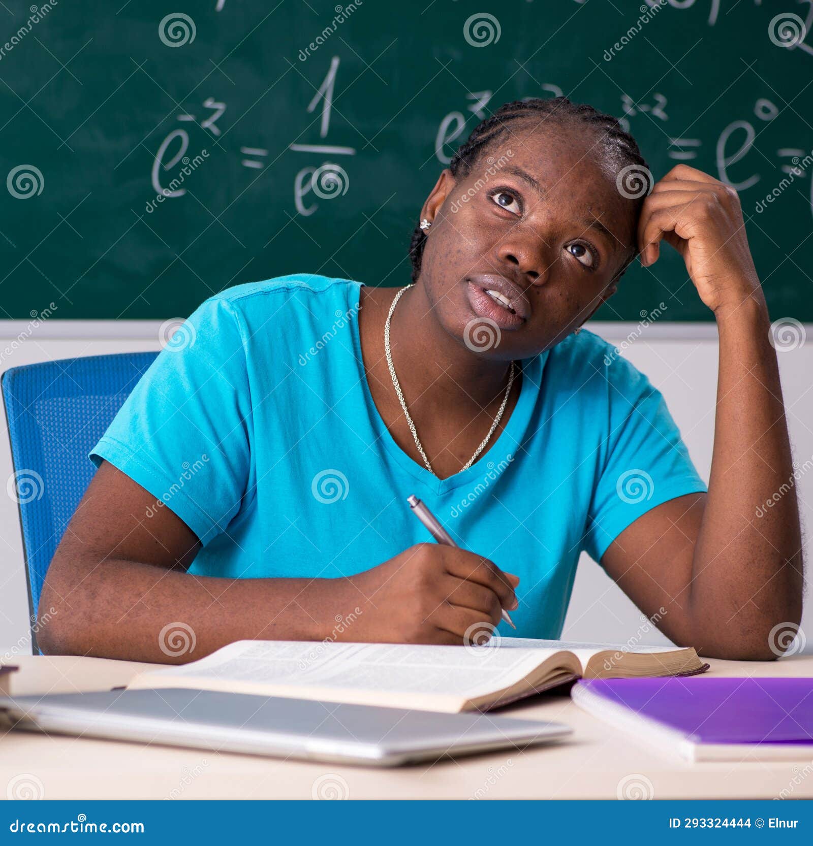 Black Female Student in Front of Chalkboard Stock Photo - Image of ...