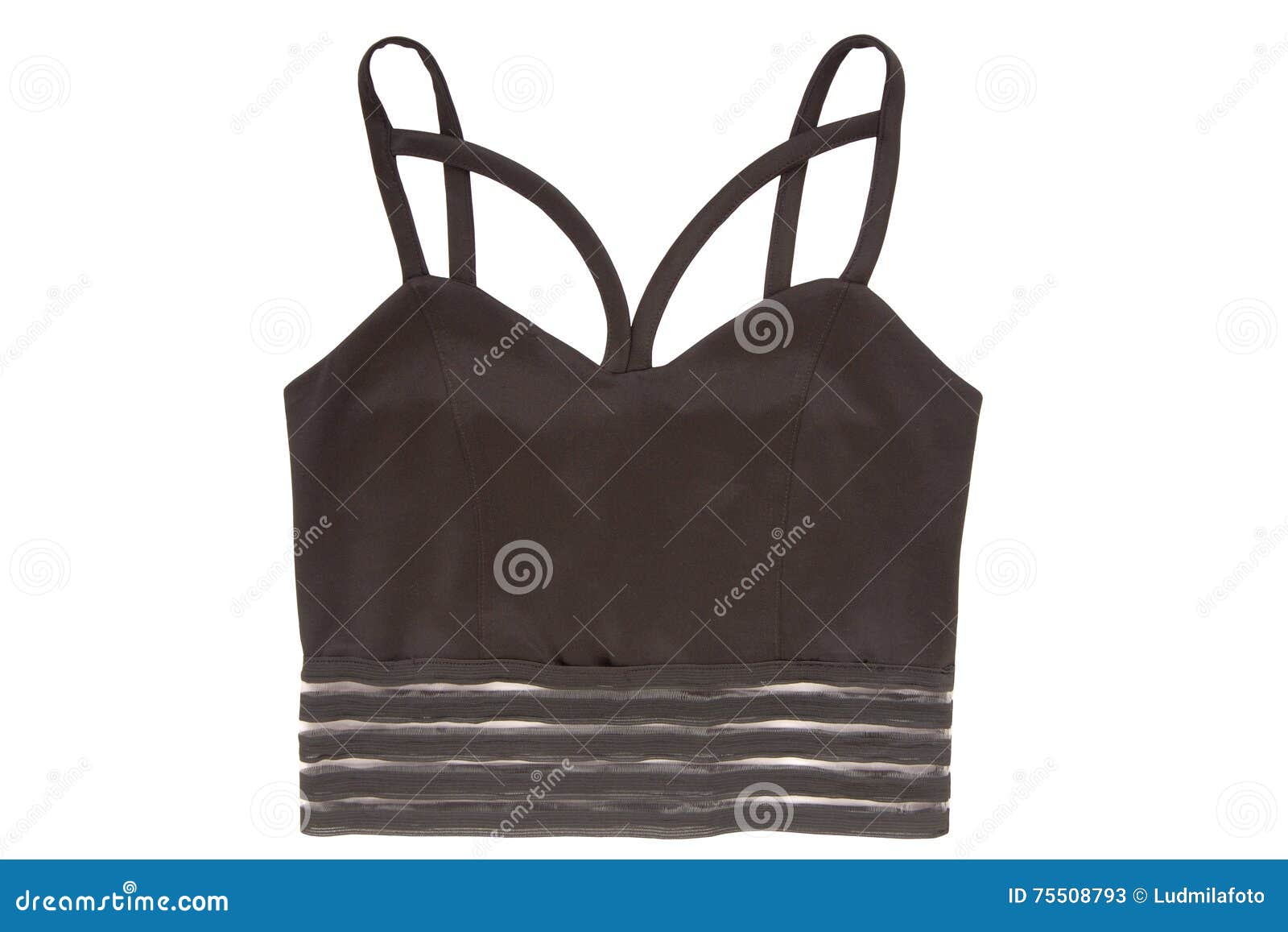 Black Female Top with Unusual Shoulder Straps Stock Image - Image of ...