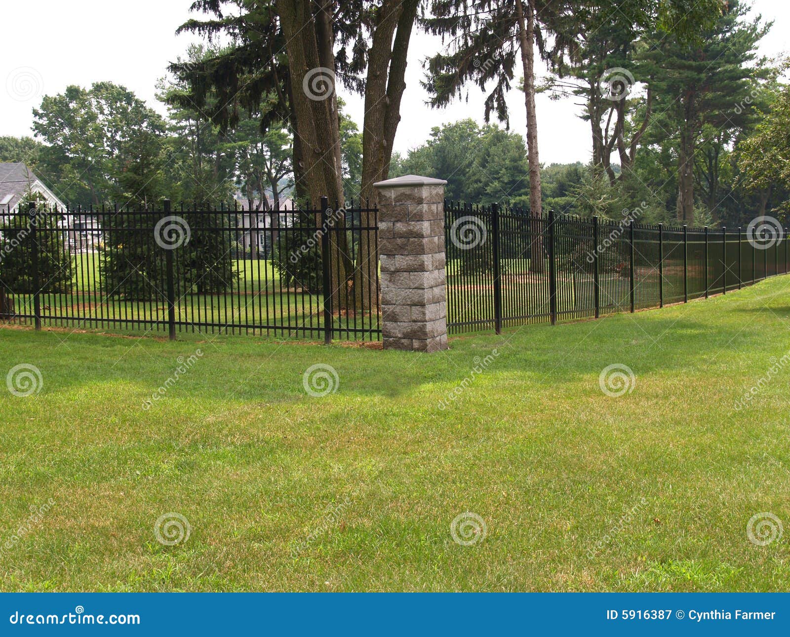 Black Fence Around Property Stock Image - Image of column, black: 5916387