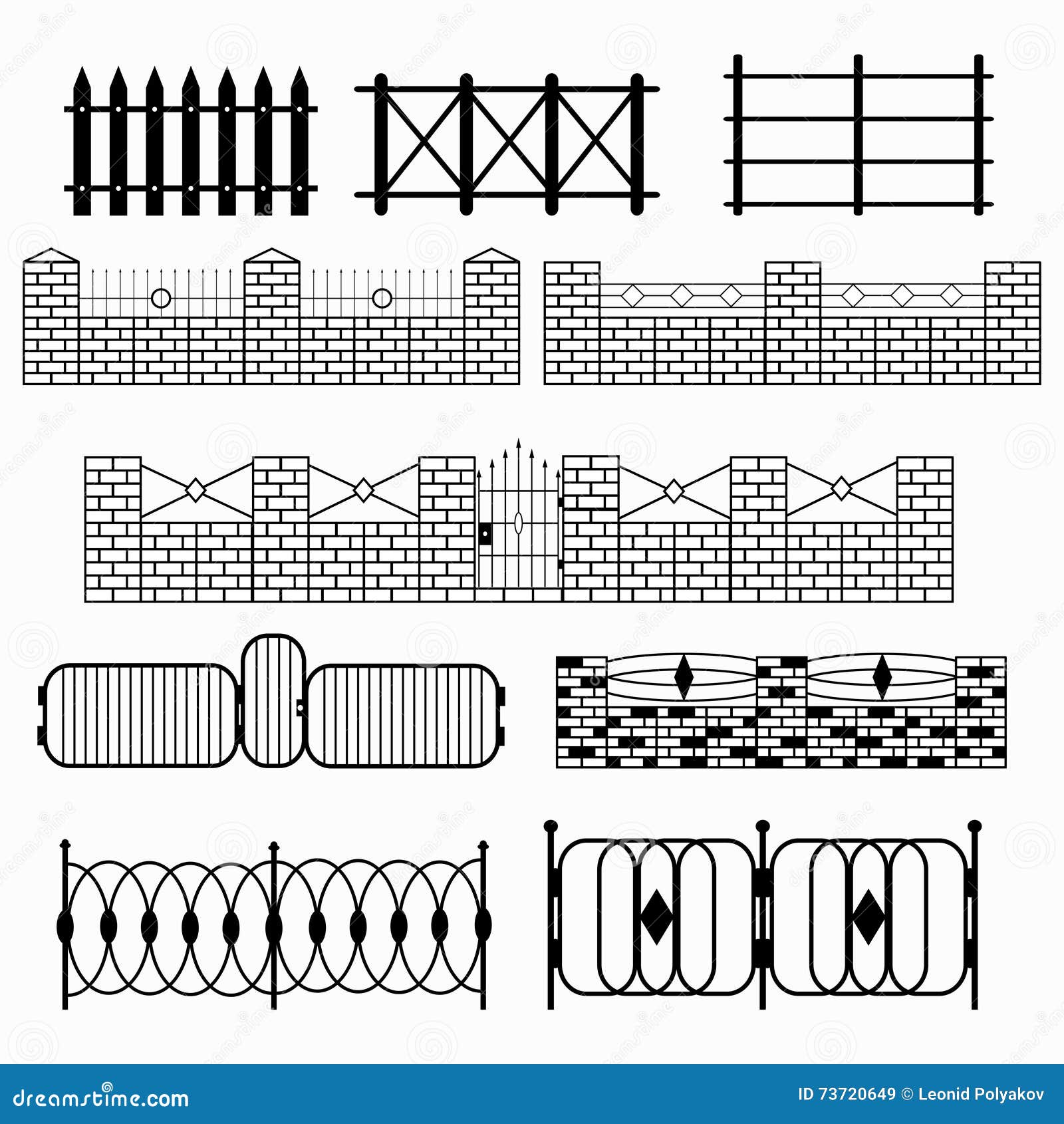 Black Fence Collection of Abstract Symbols Stock Vector - Illustration ...