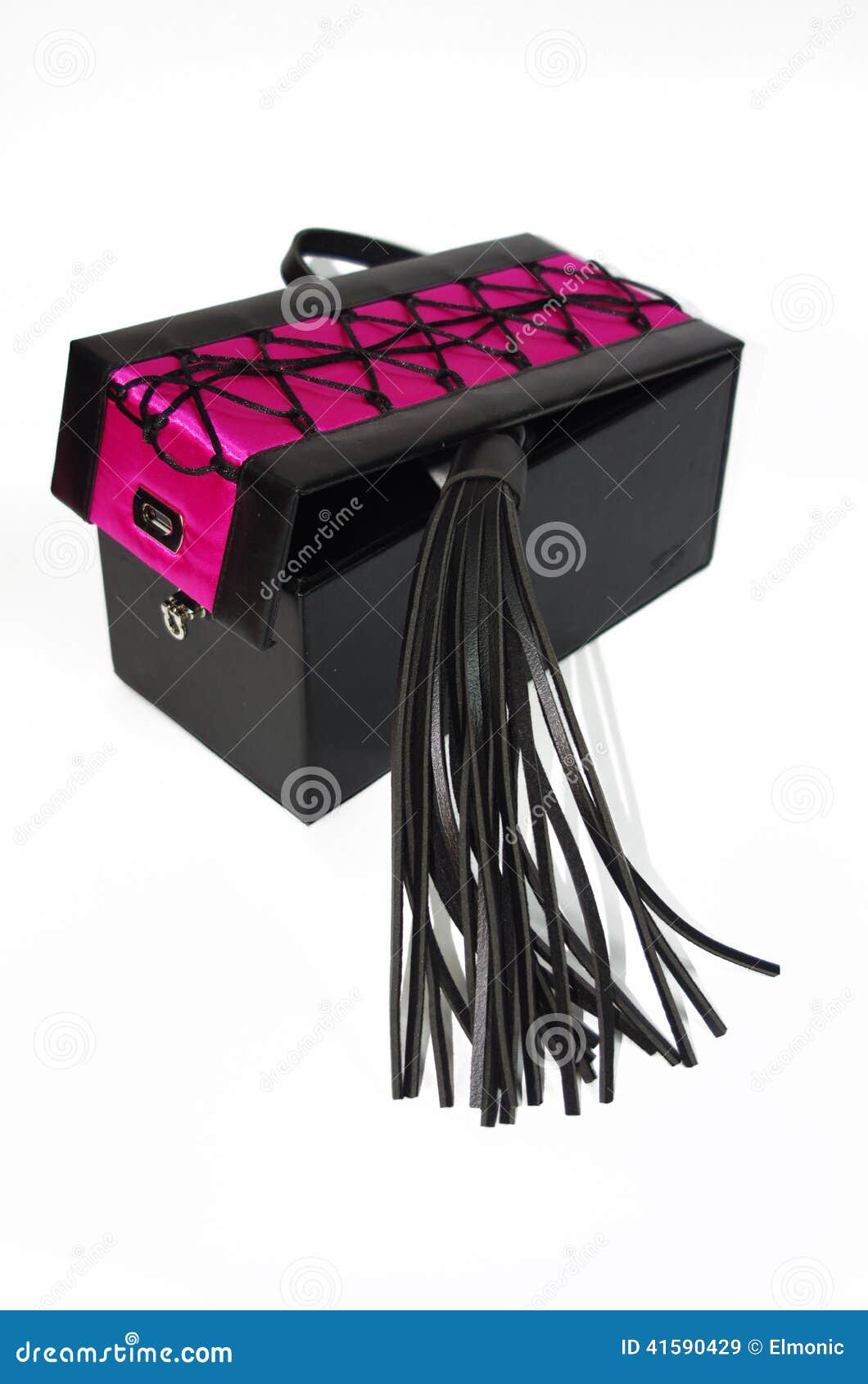 Black Fetish Whip in Box on White Stock Image - Image of closeup ...