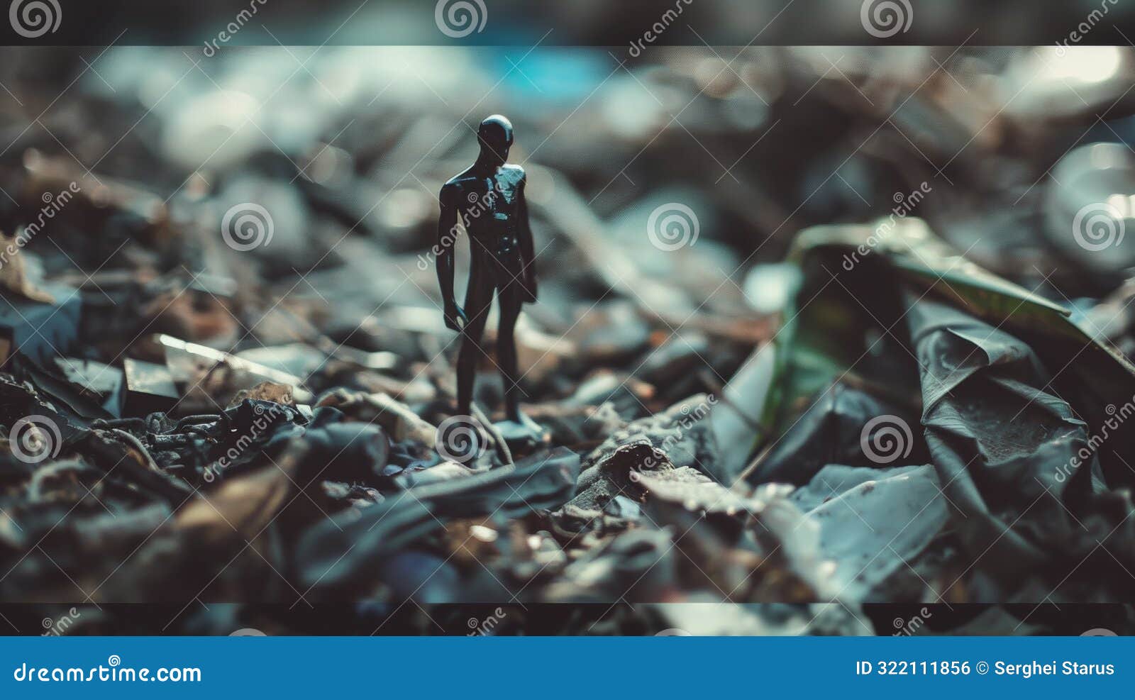 A Black Figure Standing in a Pile of Leaves and Debris, AI Stock Photo ...