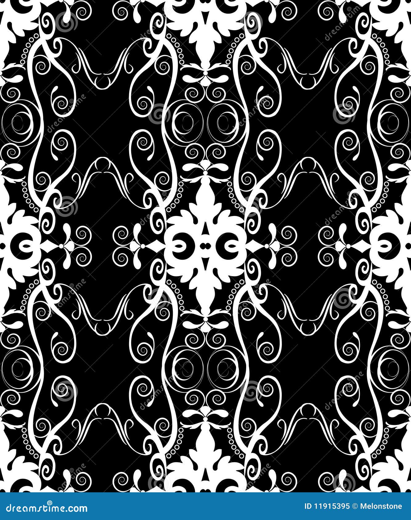 Black filigree damask stock illustration. Illustration of fabric - 11915395
