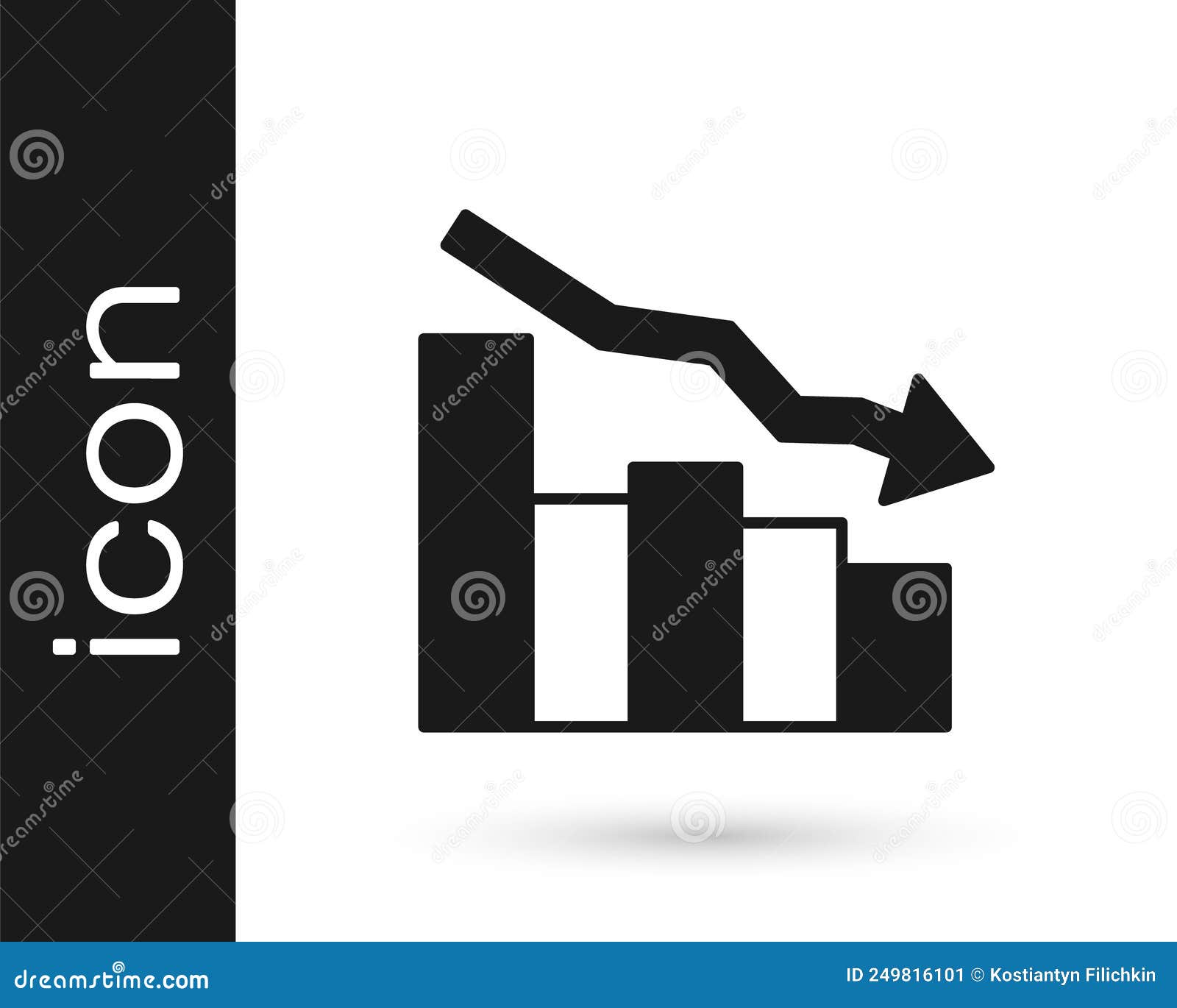 Black Financial Growth Decrease Icon Isolated on White Background. Increasing Revenue Stock ...
