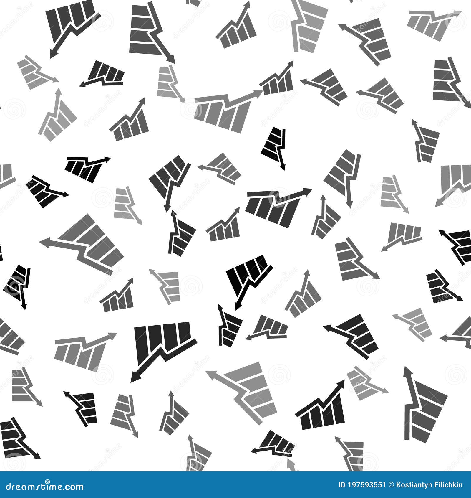 Black Financial Growth Increase Icon Isolated Seamless Pattern on White ...