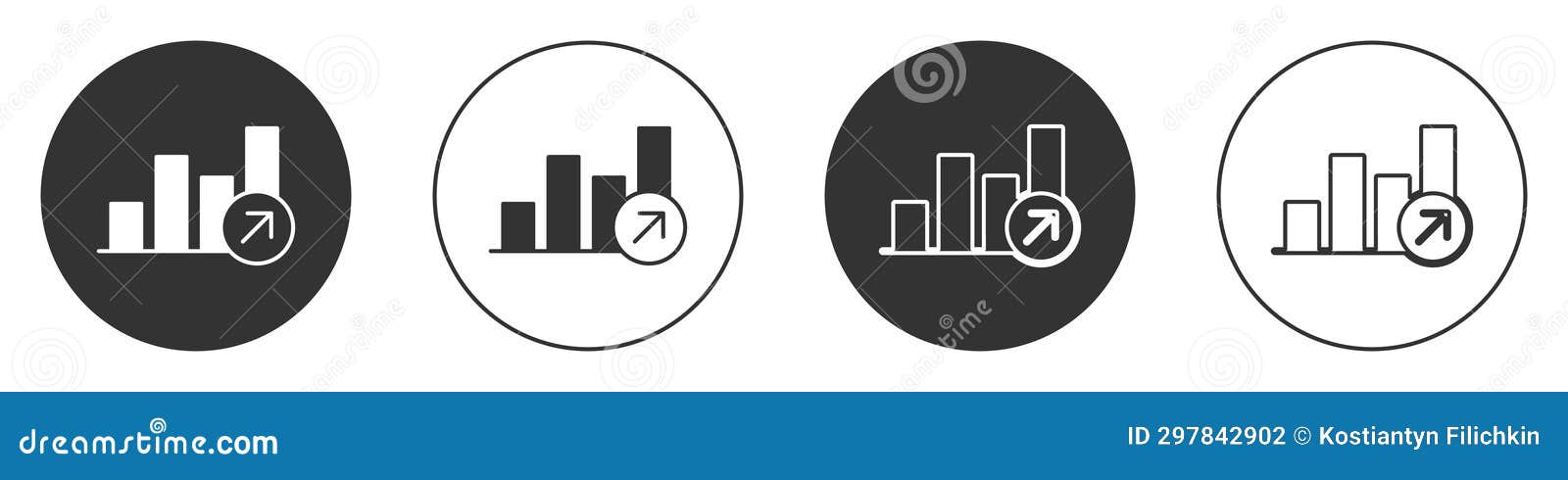 Black Financial Growth Increase Icon Isolated on White Background. Increasing Revenue. Circle ...