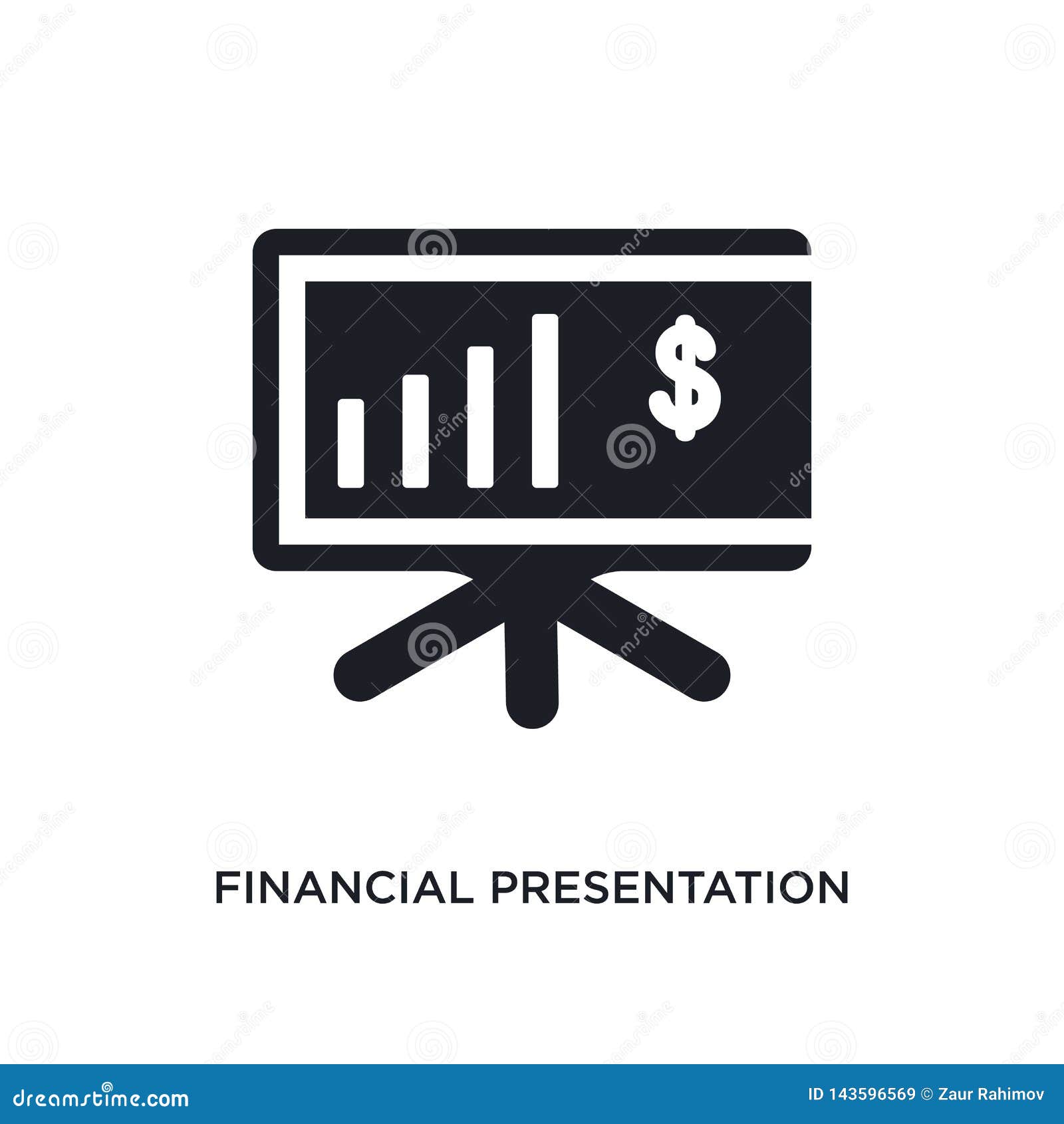 Black Financial Presentation Isolated Vector Icon. Simple Element ...
