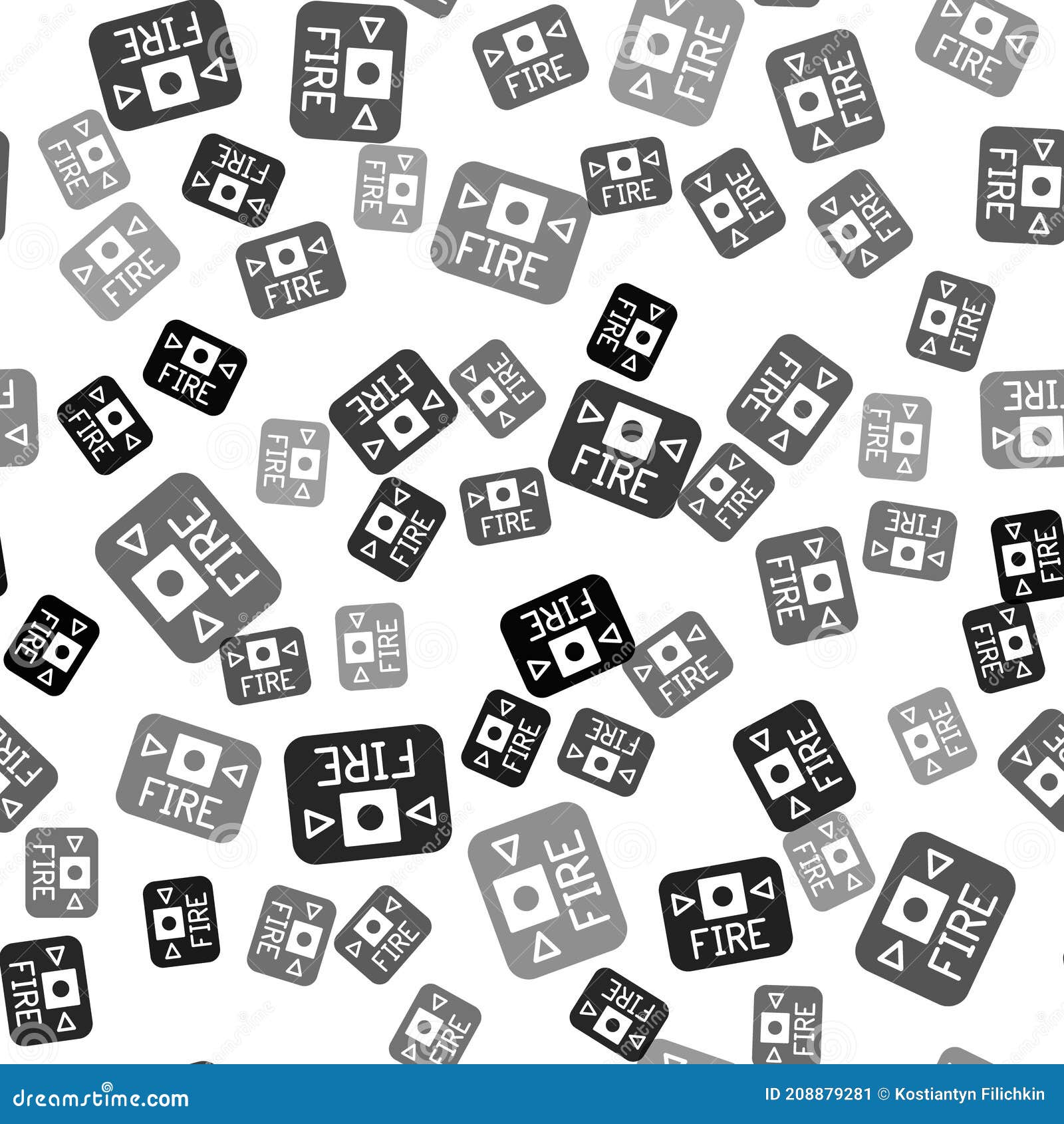 Black Fire Alarm System Icon Isolated Seamless Pattern on White ...