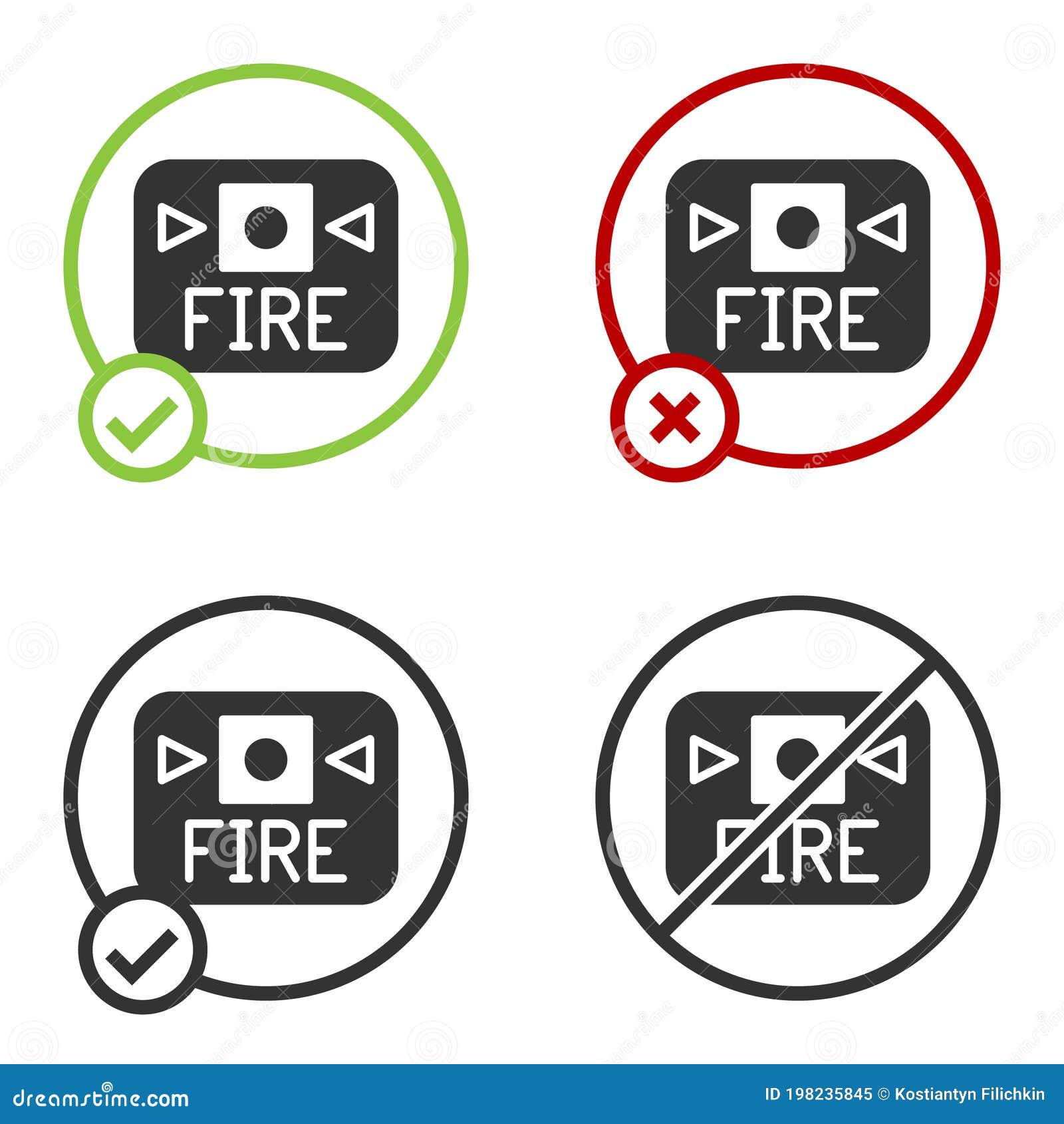 Black Fire Alarm System Icon Isolated on White Background. Pull Danger ...