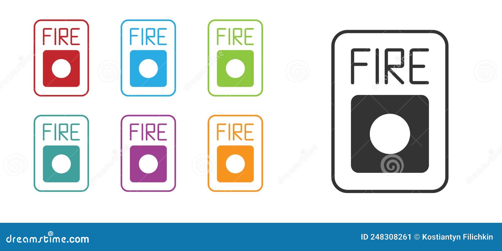 Black Fire Alarm System Icon Isolated on White Background. Pull Danger ...
