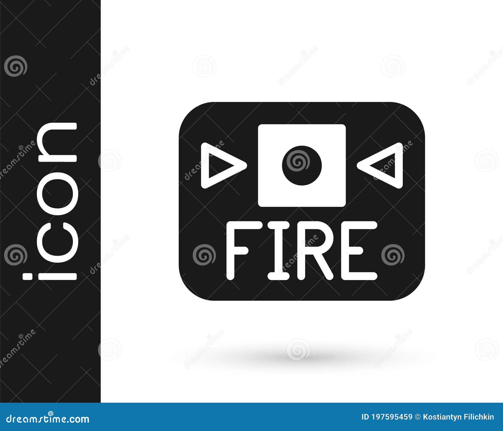 Black Fire Alarm System Icon Isolated on White Background. Pull Danger ...