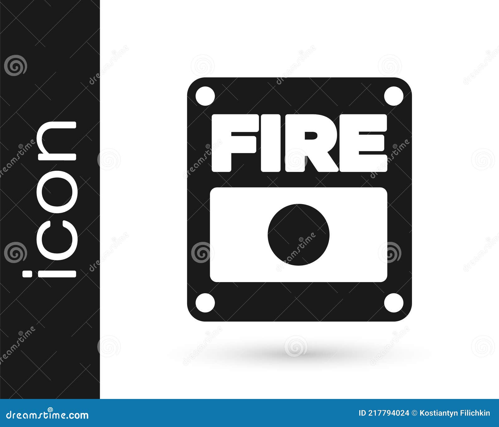Black Fire Alarm System Icon Isolated on White Background. Pull Danger ...
