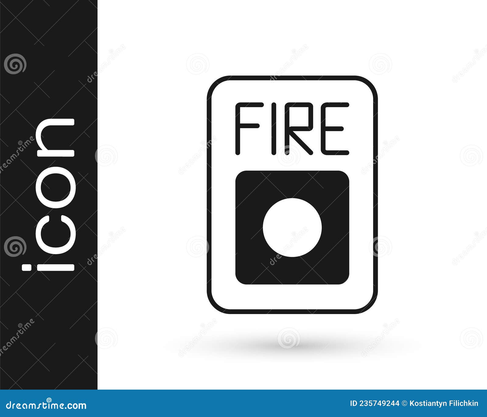 Black Fire Alarm System Icon Isolated on White Background. Pull Danger ...