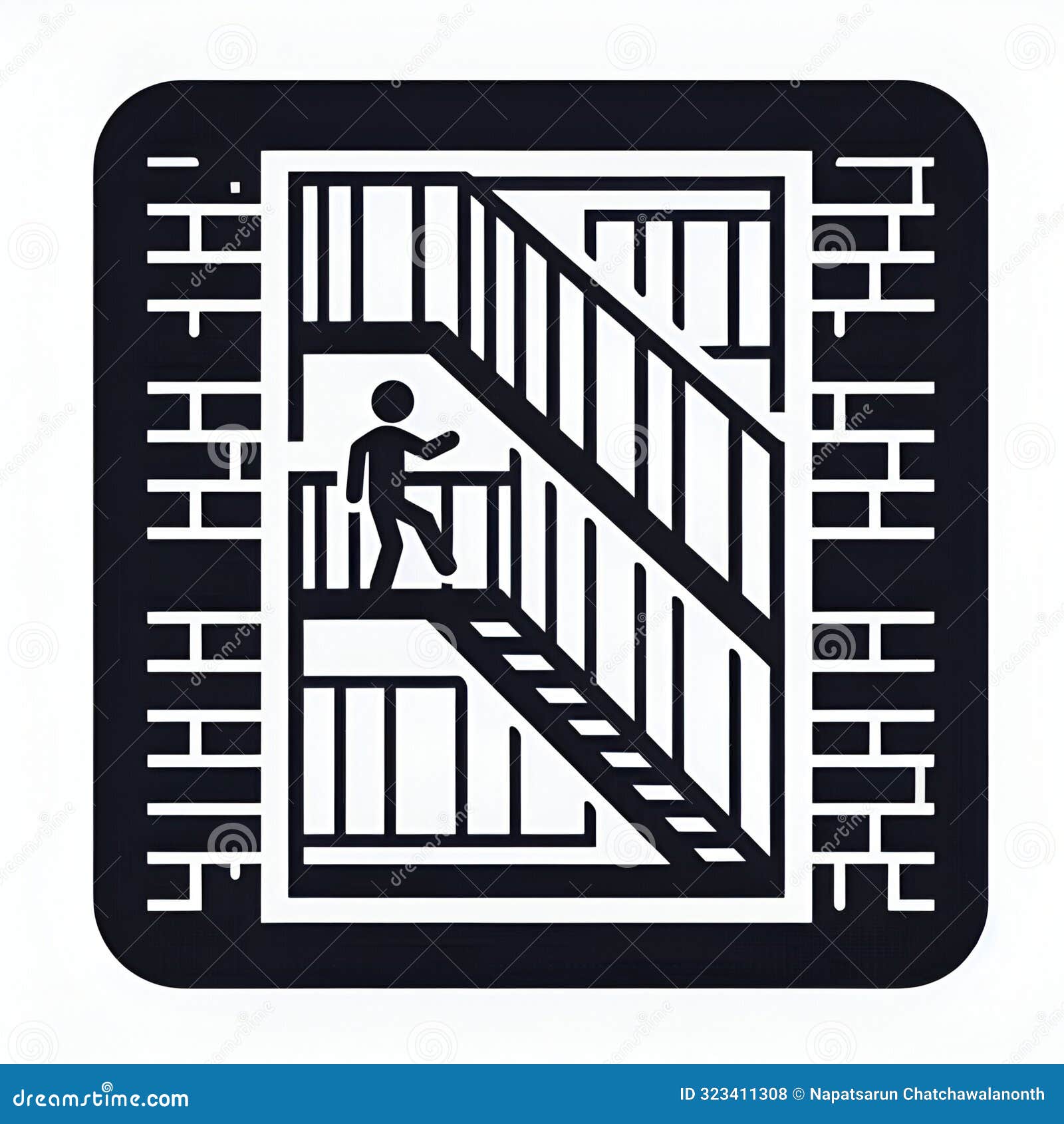 Black Fire Escape Symbols and Exit Signs for Walkways, Generative AI ...