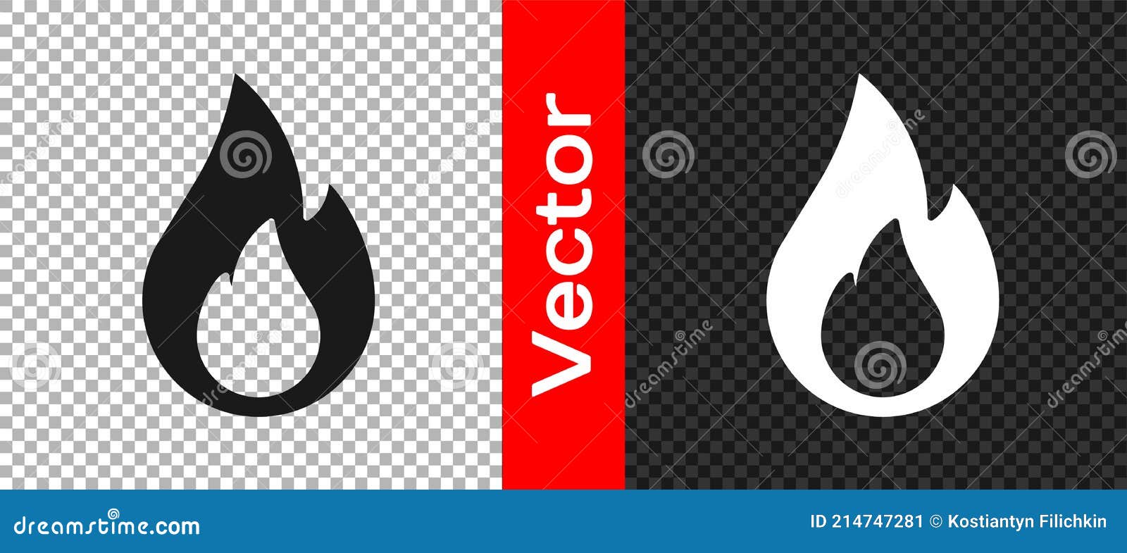 Black Fire Flame Icon Isolated on Transparent Background. Vector Stock ...