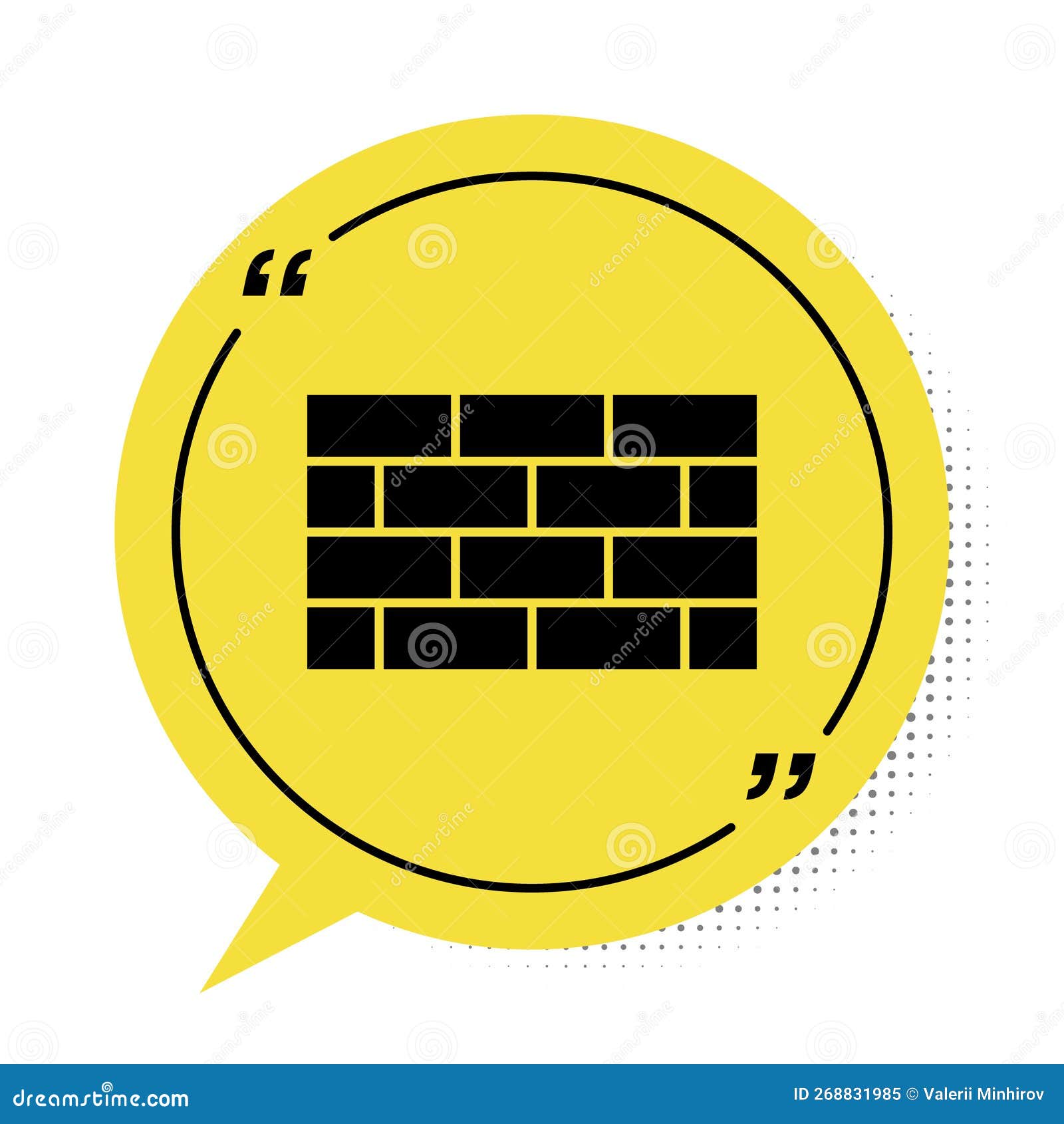 Black Firewall, Security Wall Icon Isolated on White Background. Yellow ...