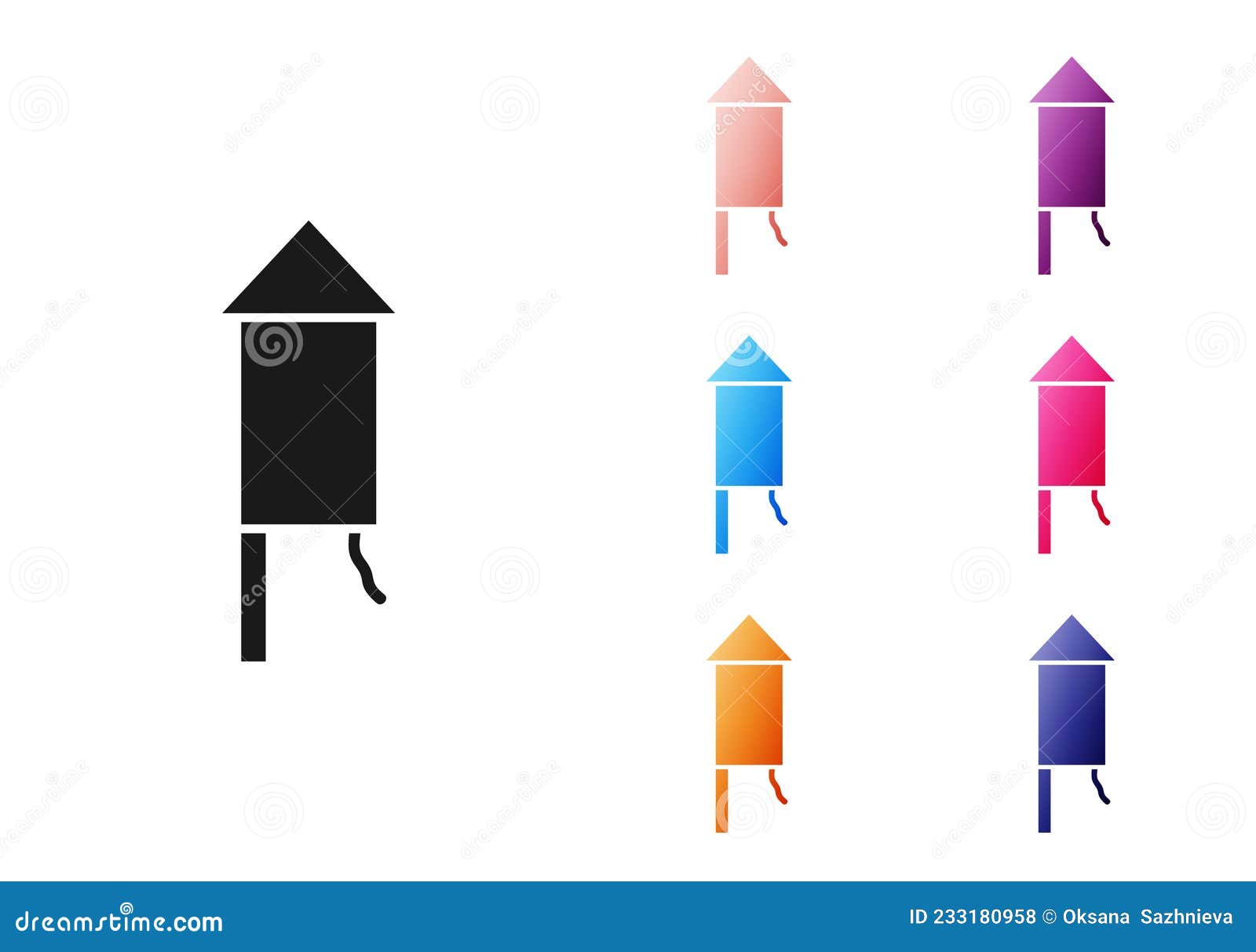 Black Firework Rocket Icon Isolated on White Background. Concept of Fun ...