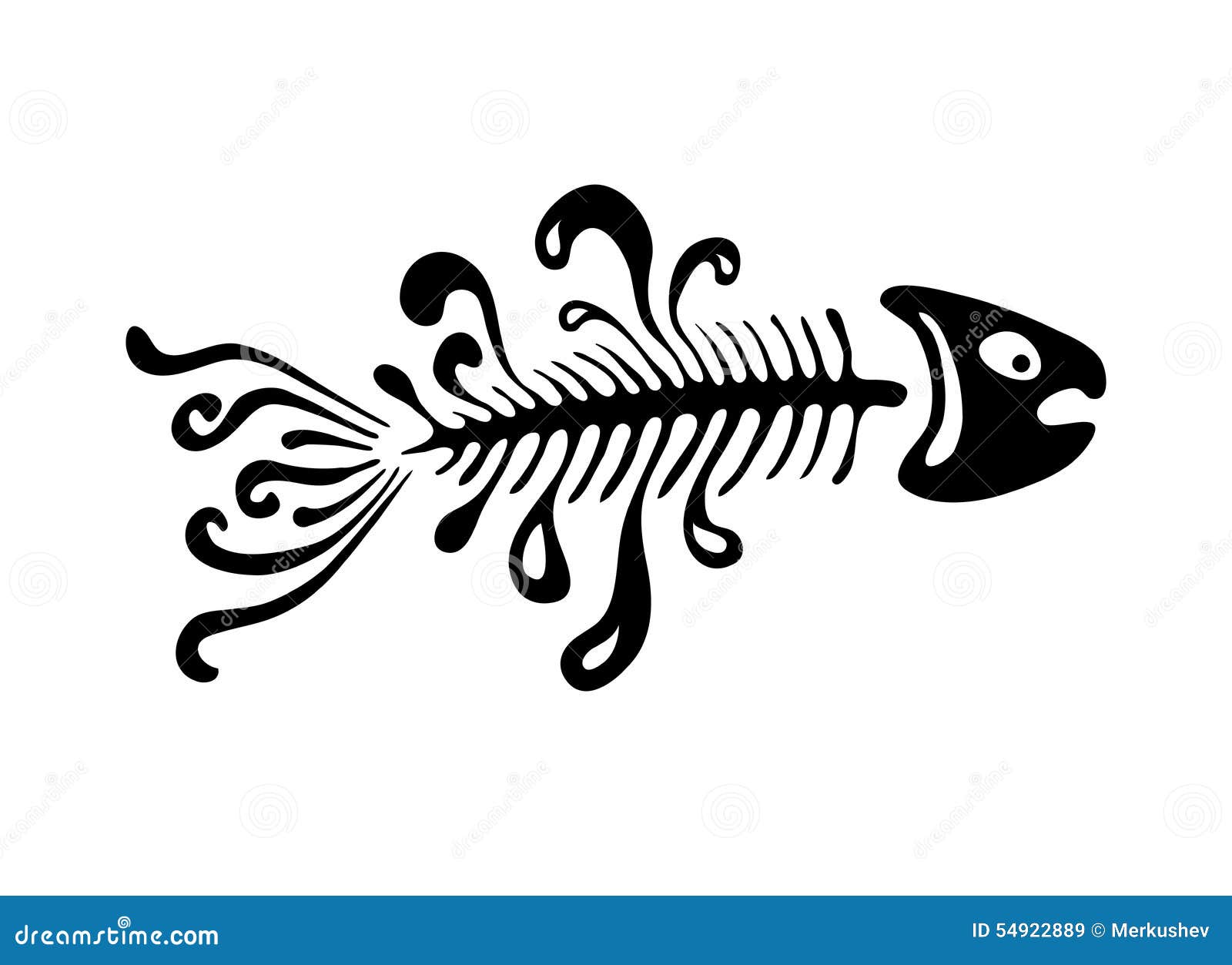 Black Fish Bone, Vector Illustration Stock Vector - Illustration of ...