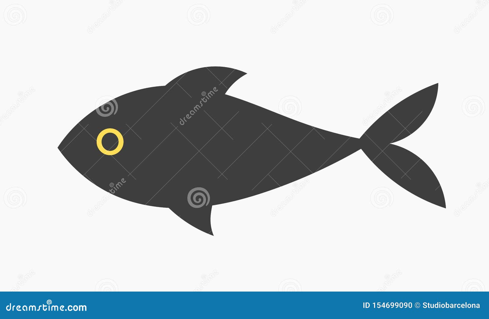 Black fish icon stock vector. Illustration of silhouette - 154699090