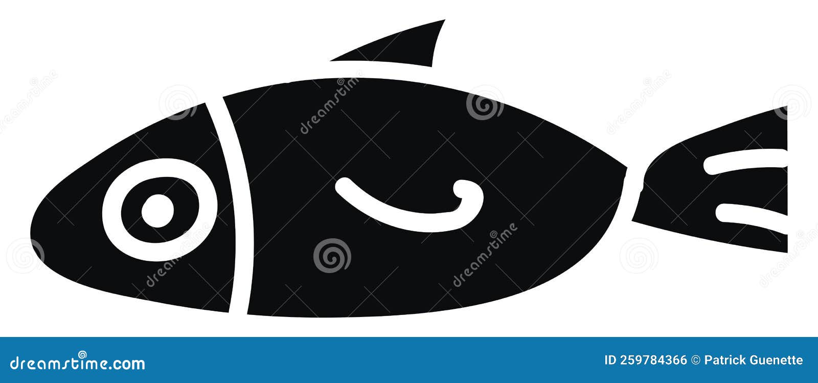 Black fish minimal, icon stock vector. Illustration of nature - 259784366