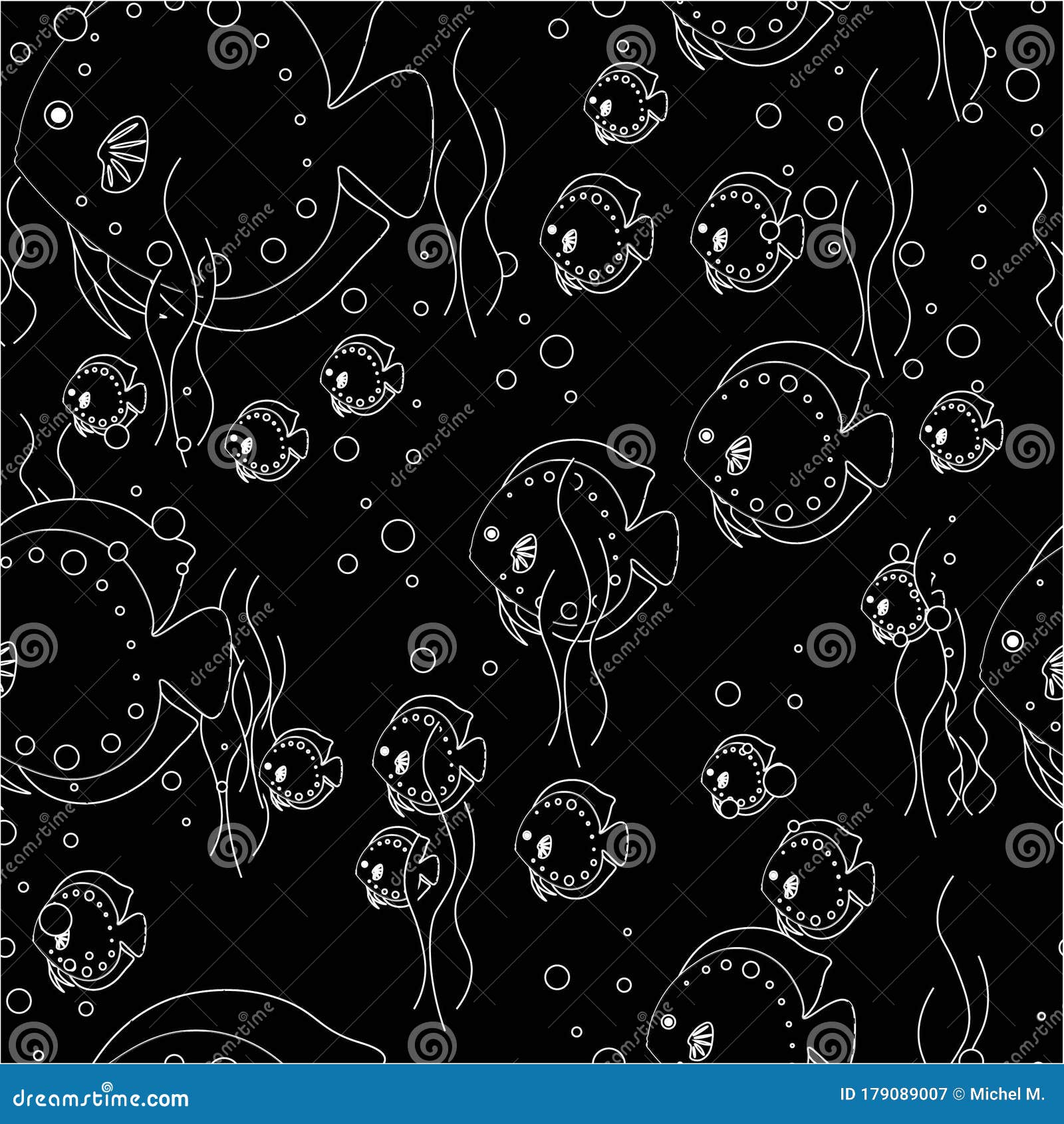 Black Fish Pattern Background Seamless Stock Illustration ...