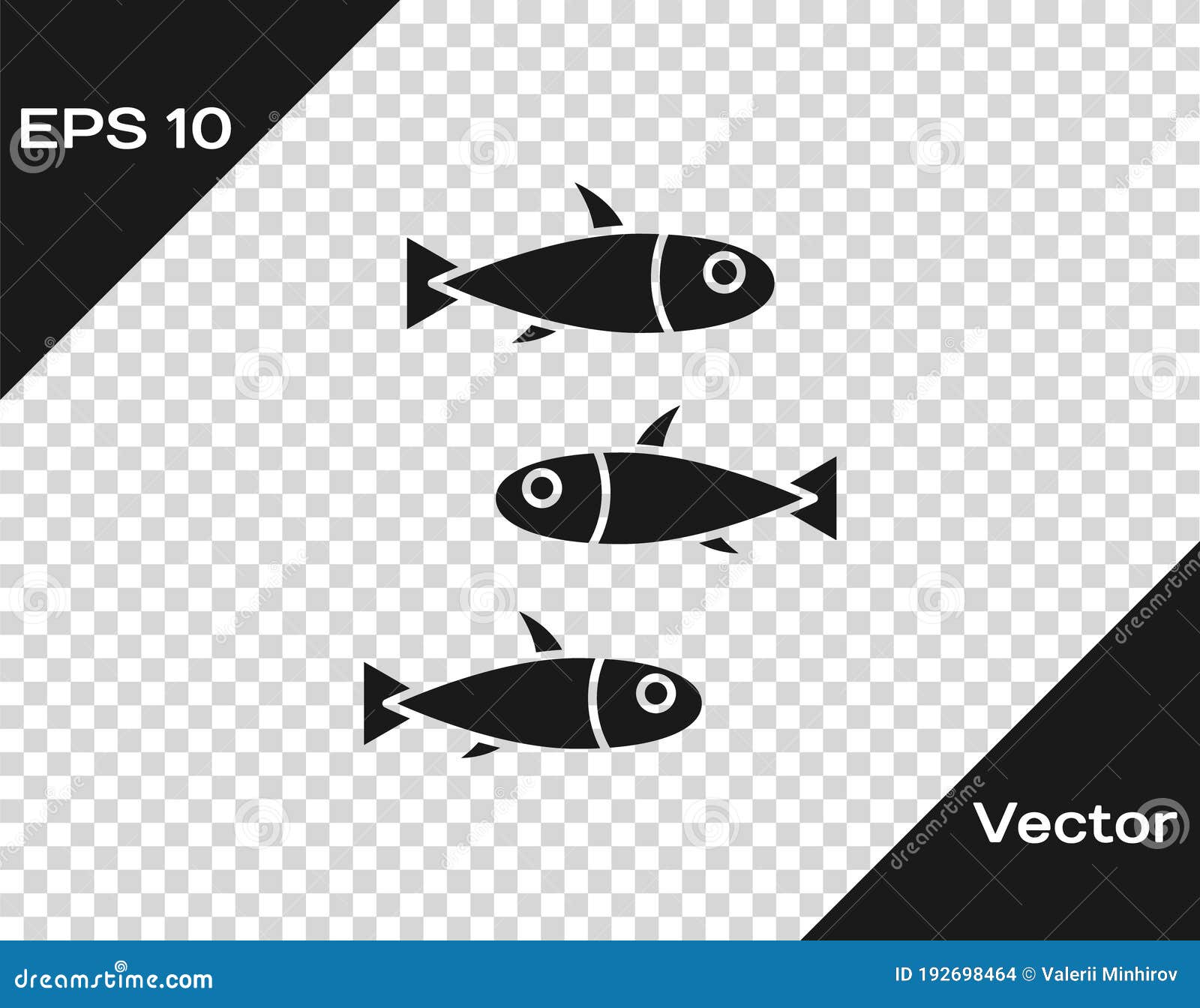 Black Fishes Icon Isolated on Transparent Background. Vector Stock ...