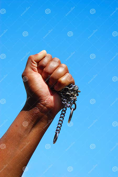 Black fist with chain stock image. Image of breaking, black - 7091333