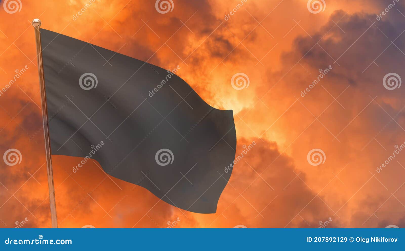 Black flag on pole stock image. Image of sunset, pole - 207892129