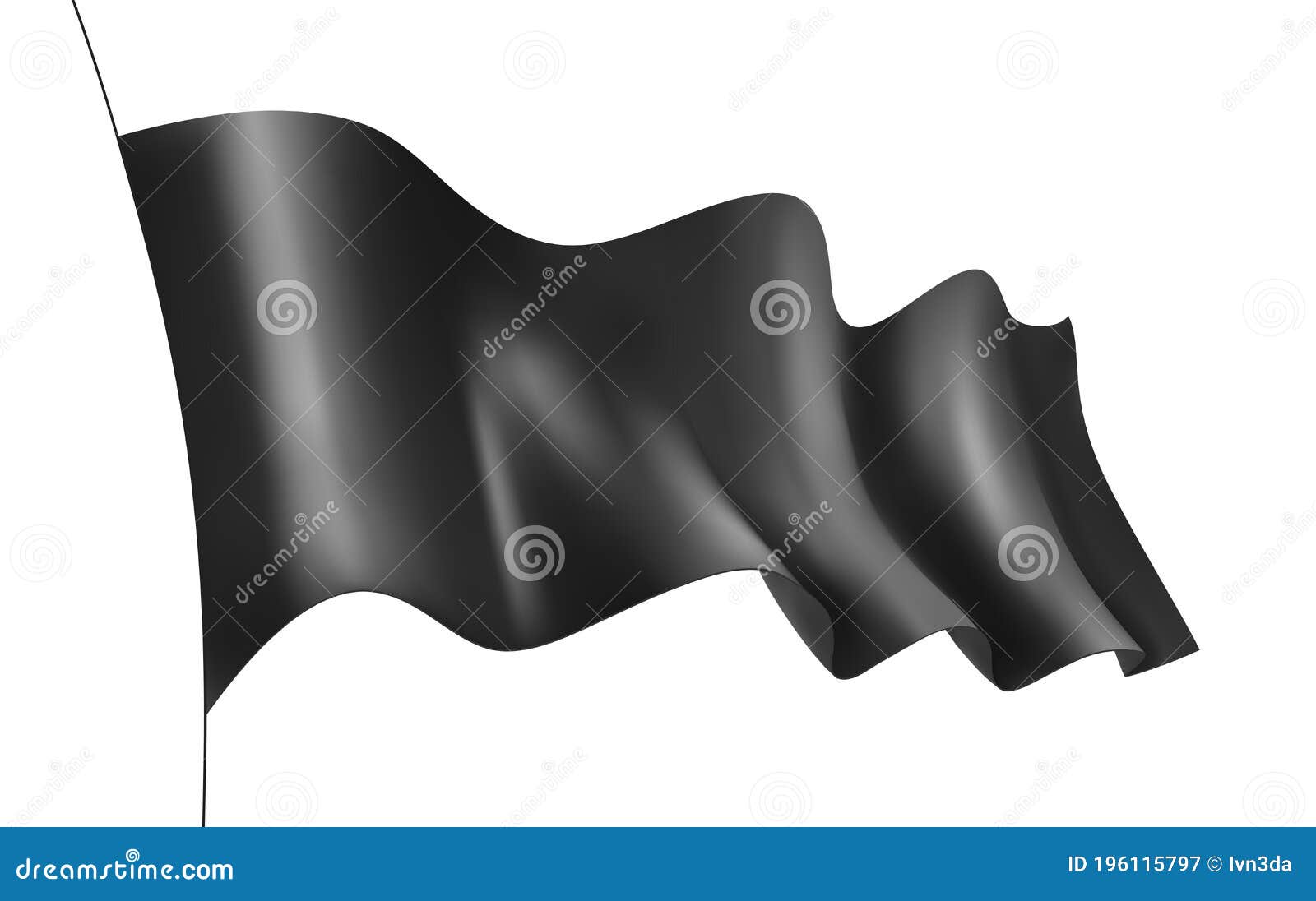 Black Flag. Wavy 3D Banner Fluttering in the Wind Stock Vector ...
